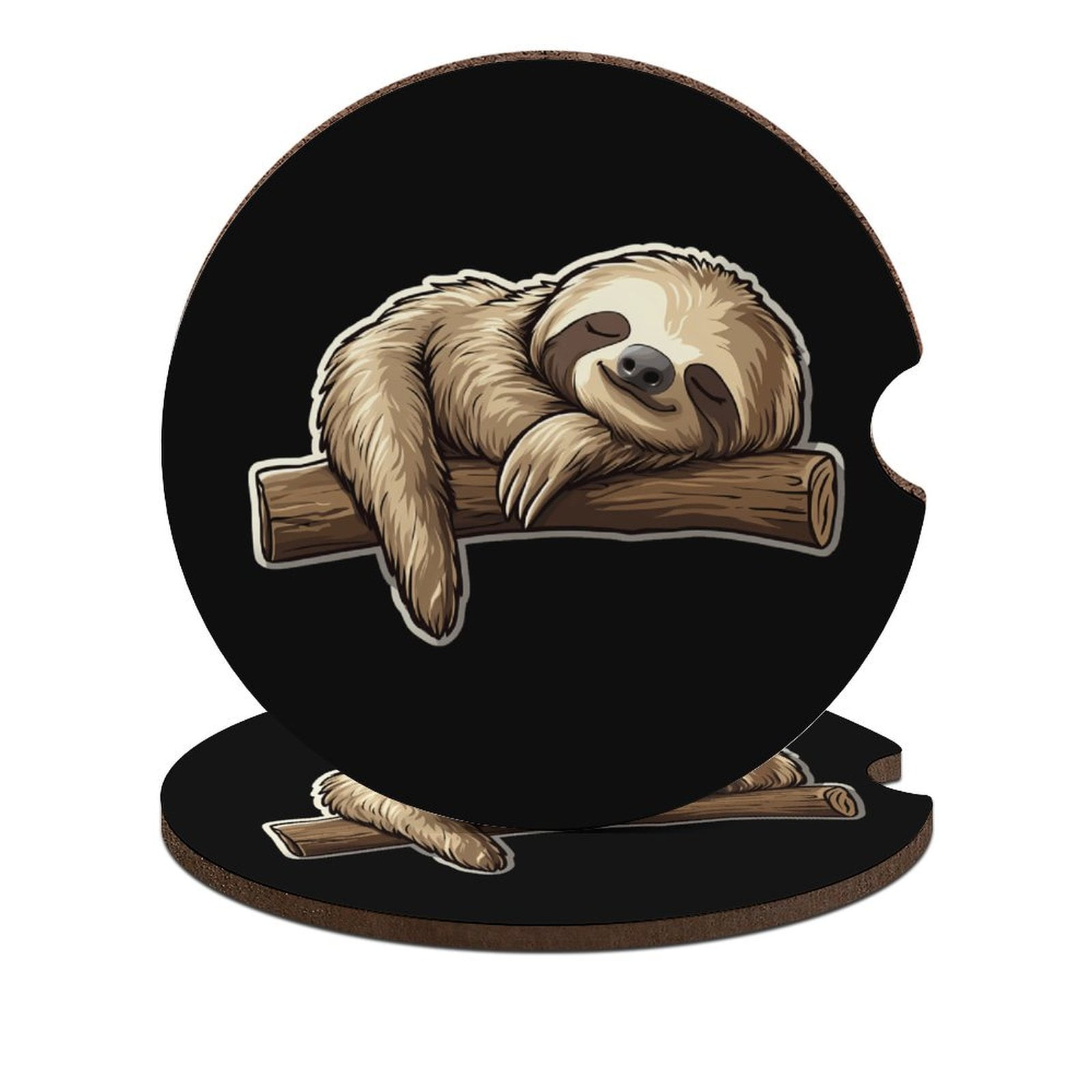 Cute Cartoon Sloth Car Coasters for Drinks with A Finger Notch for Easy ...