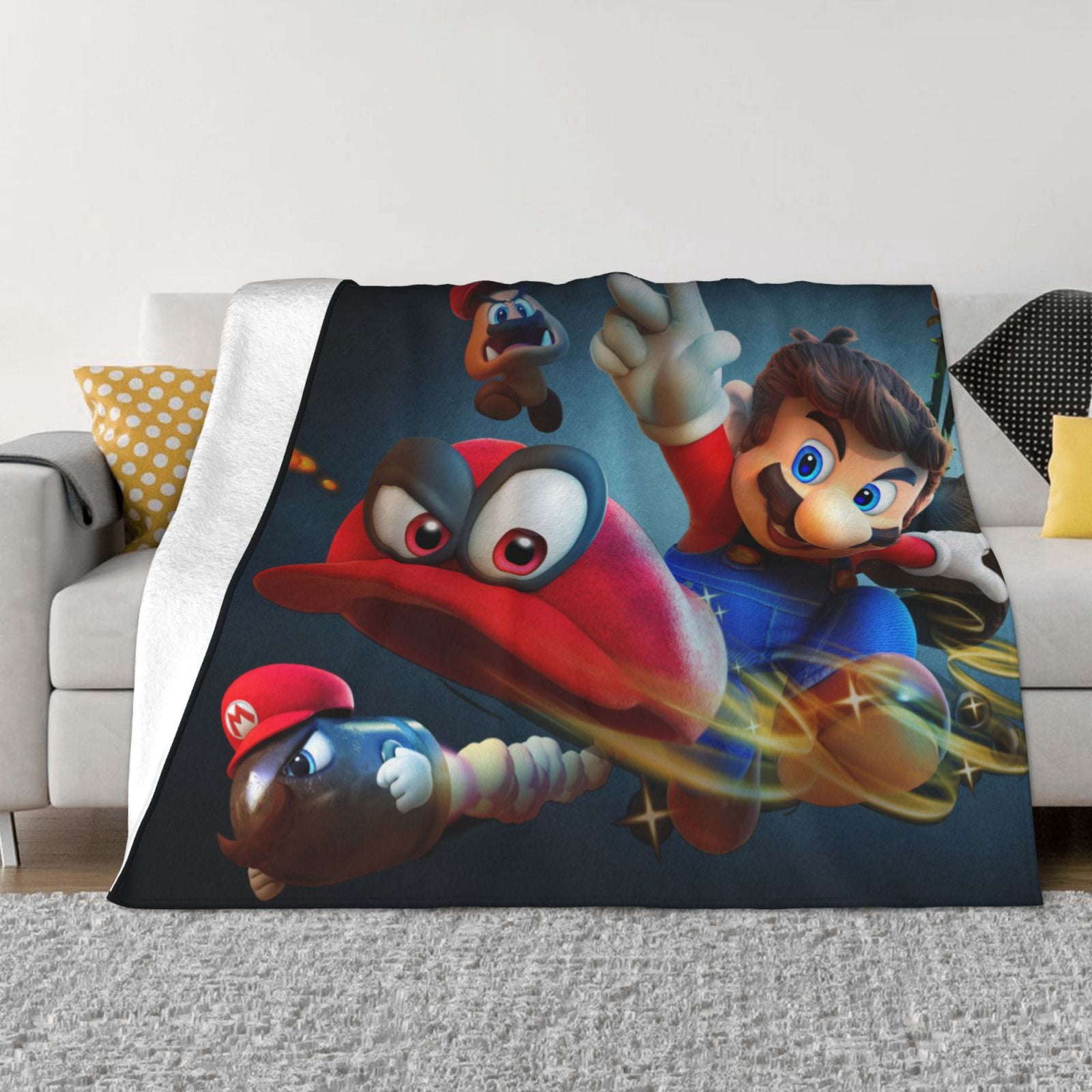 Cute Cartoon Soft Fuzzy Light Weight Super Mario Printed Warm Blanket ...