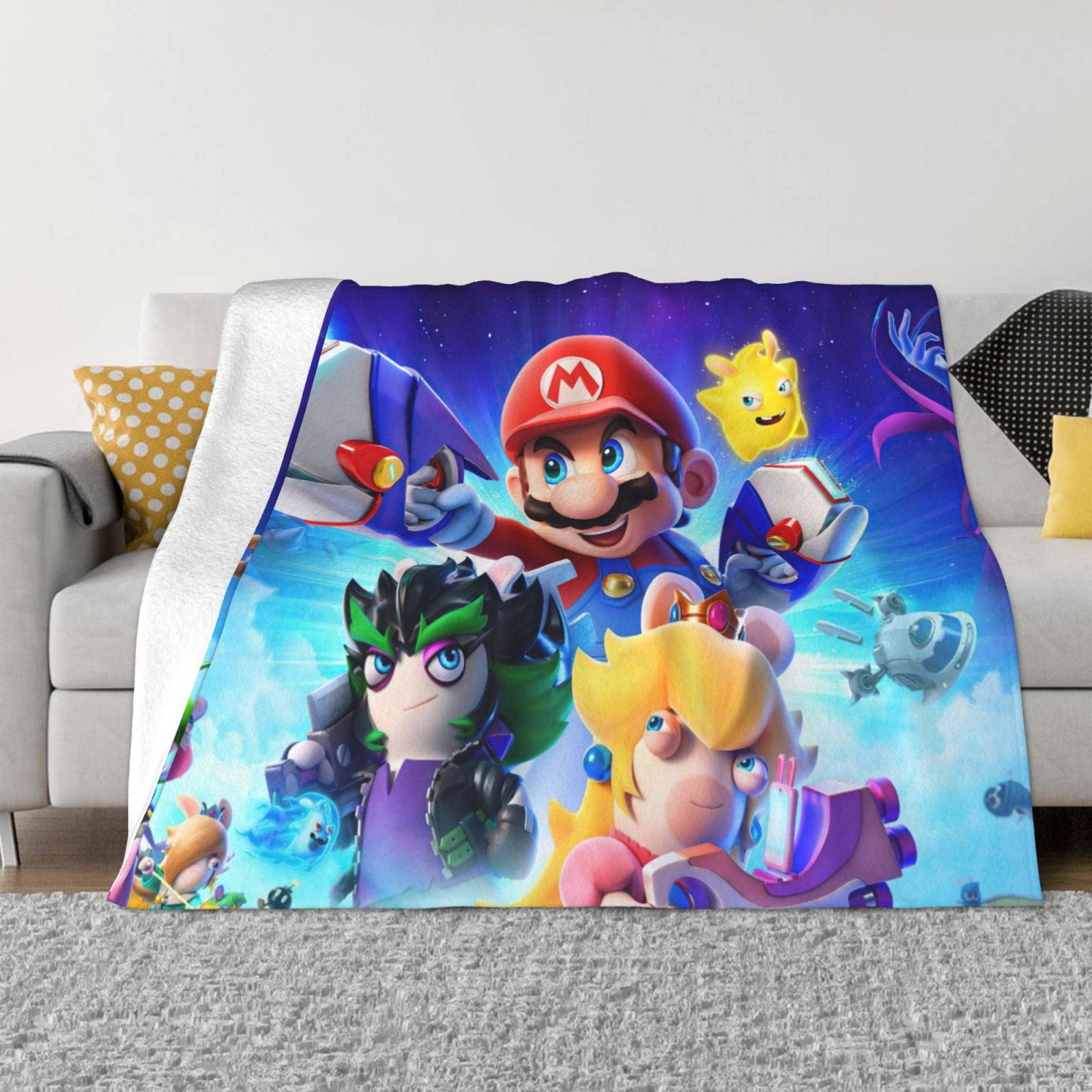 Cute Cartoon Soft Fuzzy Light Weight Super Mario Printed Warm Blanket ...