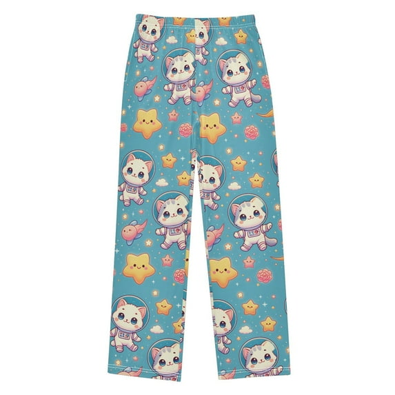 Cute Cartoon Space Kitten Cartoon Stars Image Christmas Pajama Pants ...