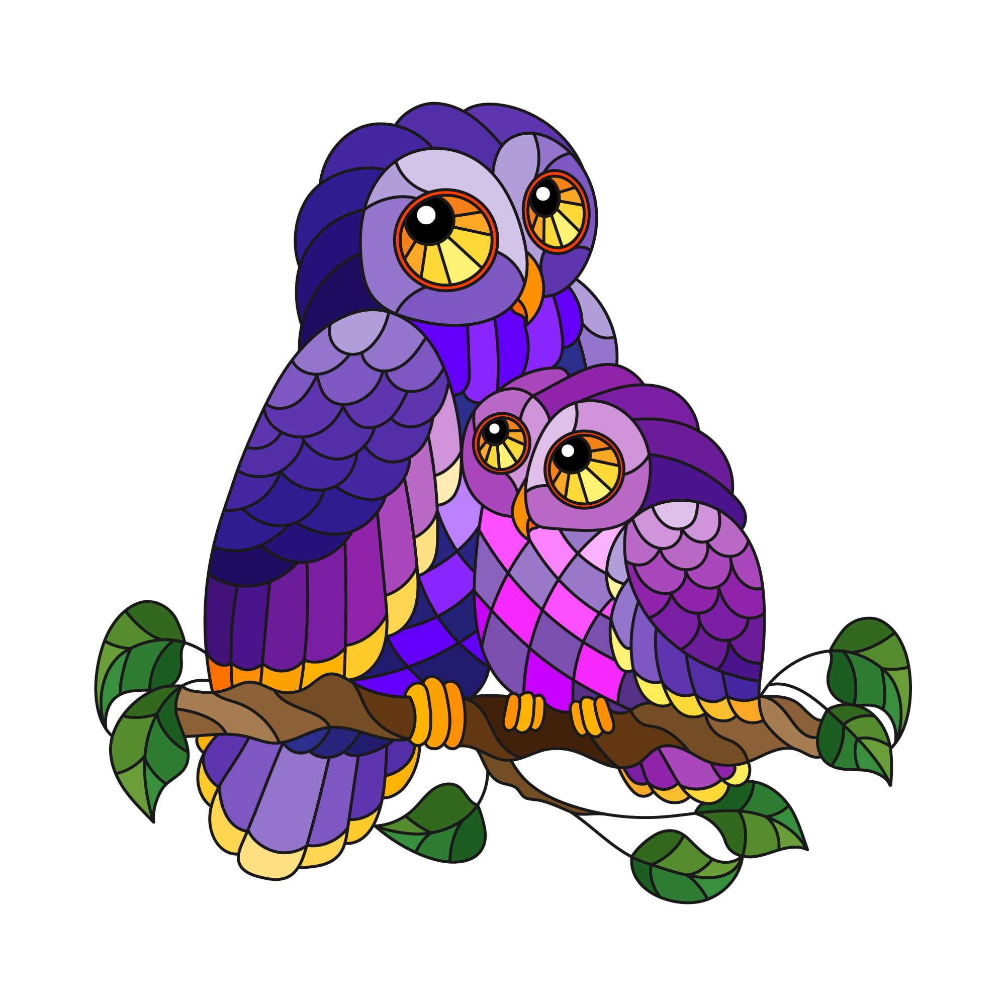 Cute Cartoon Stained Glass Owls Cartoon Adorable Cartoon Girls Boys ...