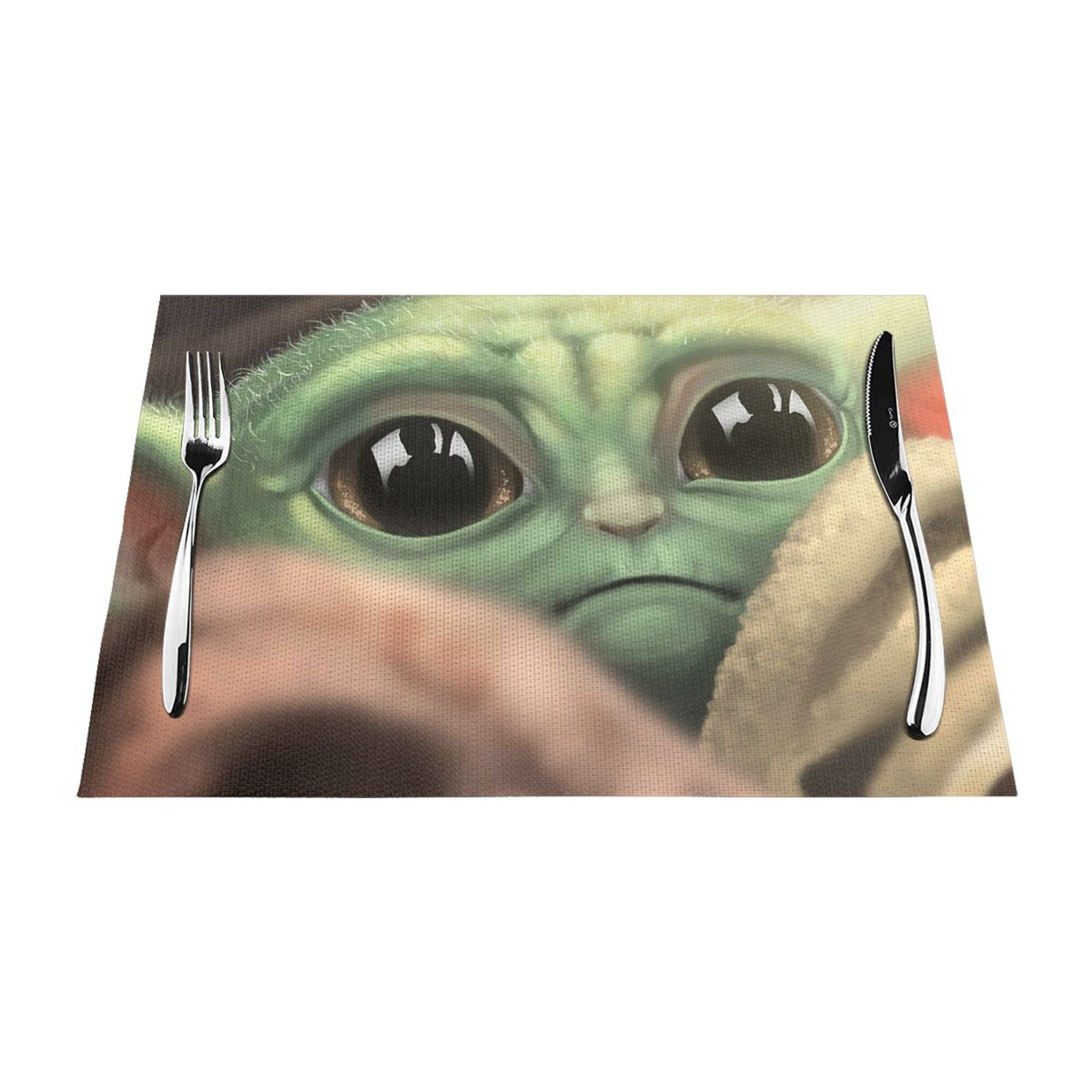 Cute Cartoon Star Wars Baby Yoda Set of 4 Placemats Table Mats Washable ...