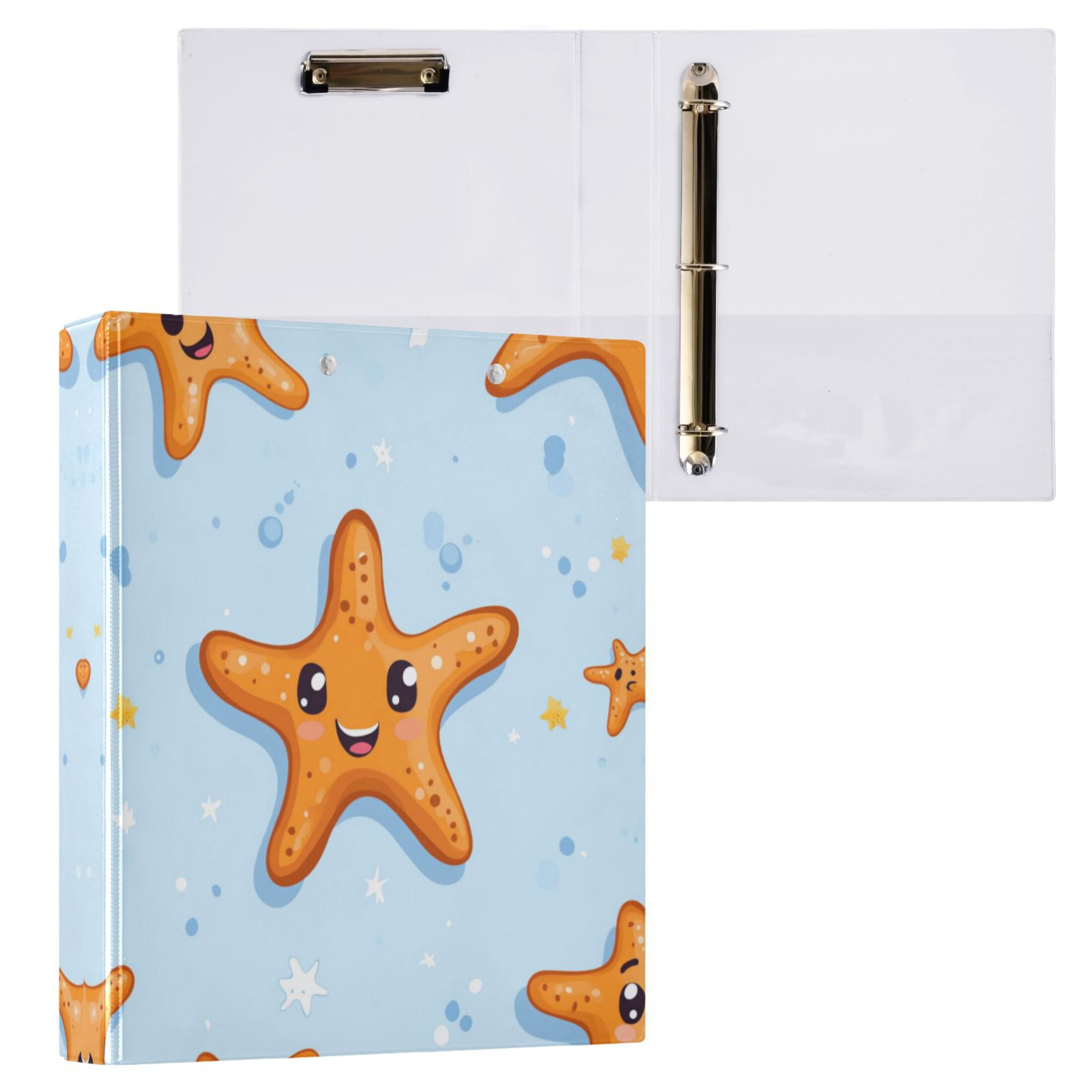 Cute Cartoon Starfish 3 Ring Hardcover Binders 1.5in Round Rings for ...