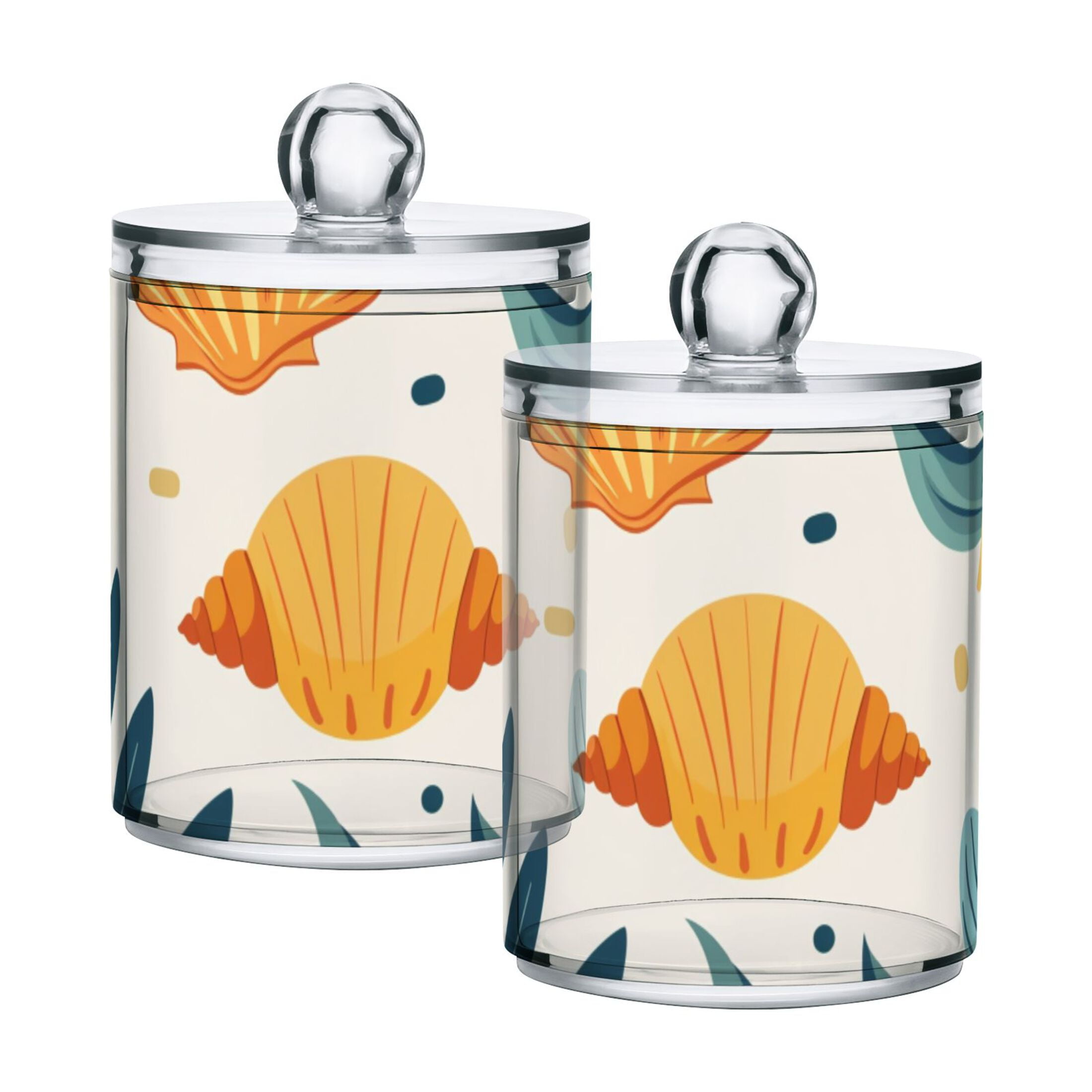Cute Cartoon Starfish Shell Conch Leaves Translucent Plastic Cans ...