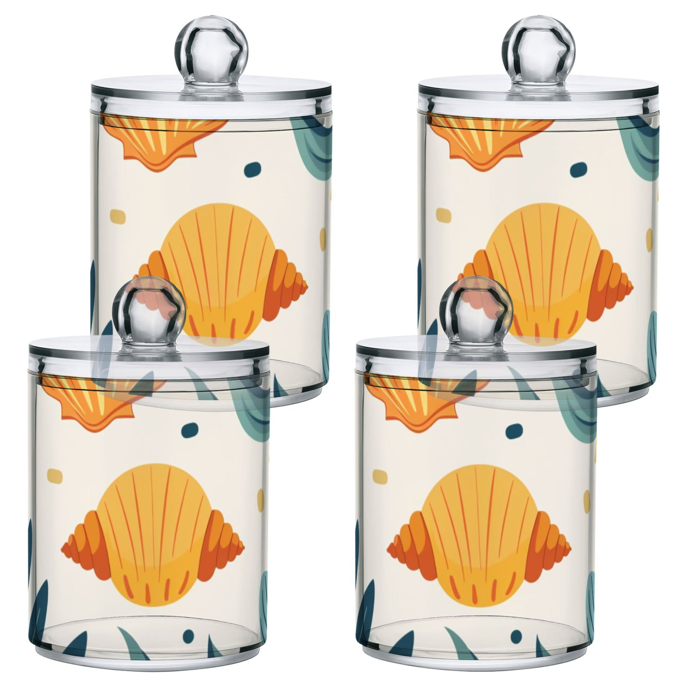 Cute Cartoon Starfish Shell Conch Leaves Translucent Plastic Cans ...