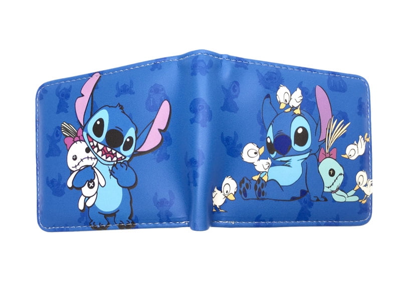 Cute Cartoon Stitch Short Wallet Blue Long Ears Stitch Star Baby PU ...