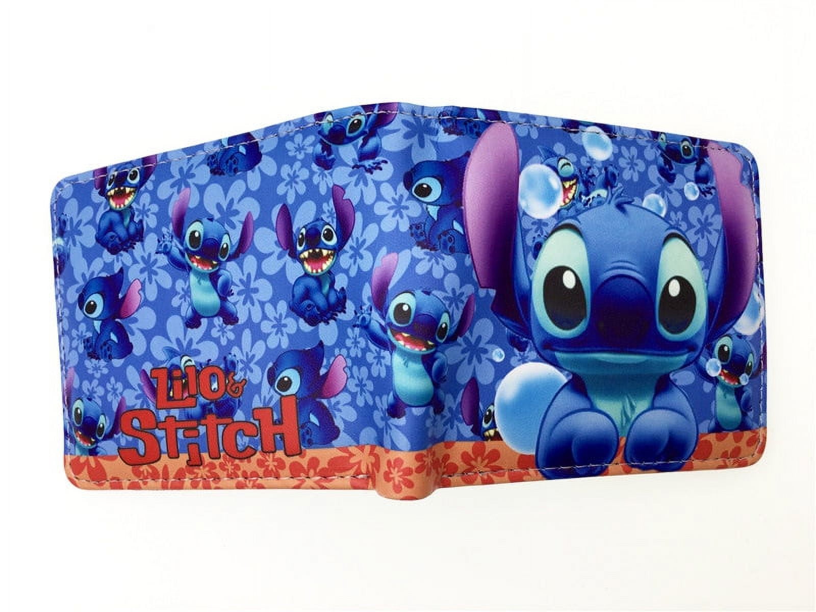 Cute Cartoon Stitch Short Wallet Blue Long Ears Stitch Star Baby PU ...