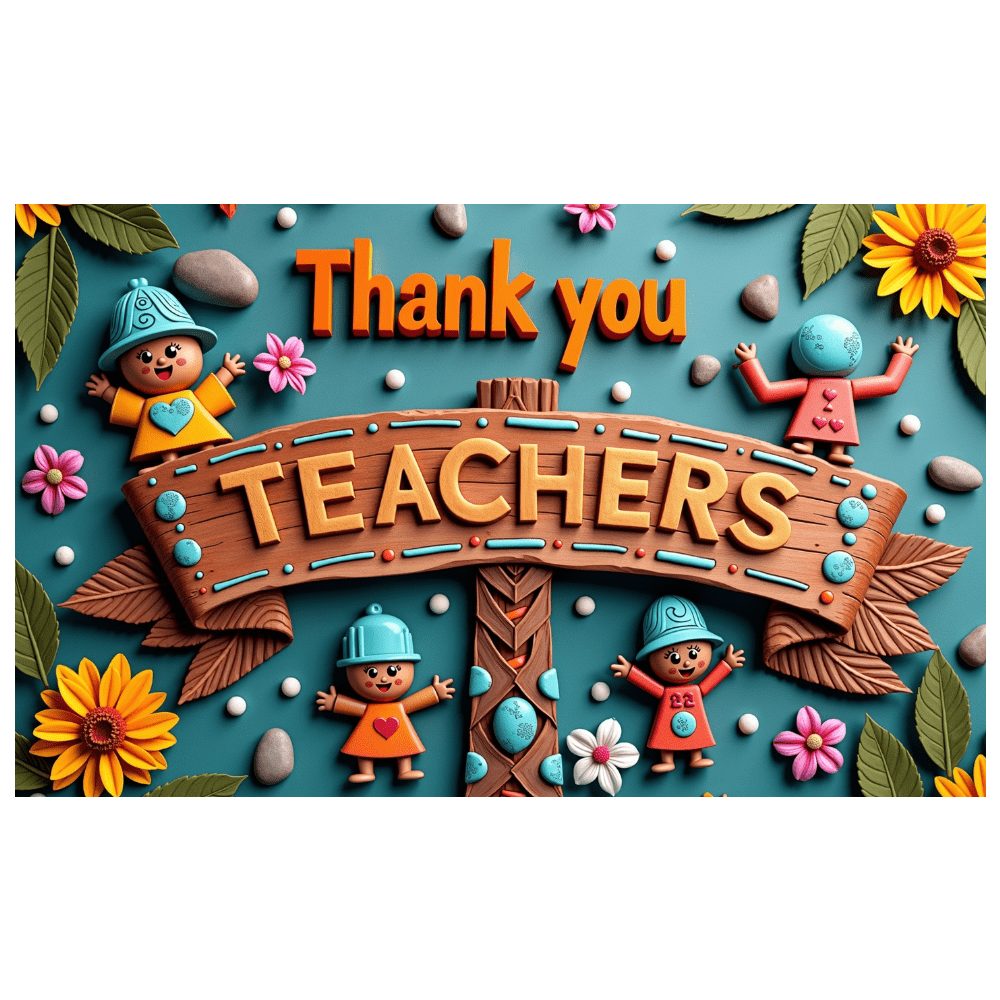 Cute Cartoon Style Thank You Teachers Banner Background Party ...
