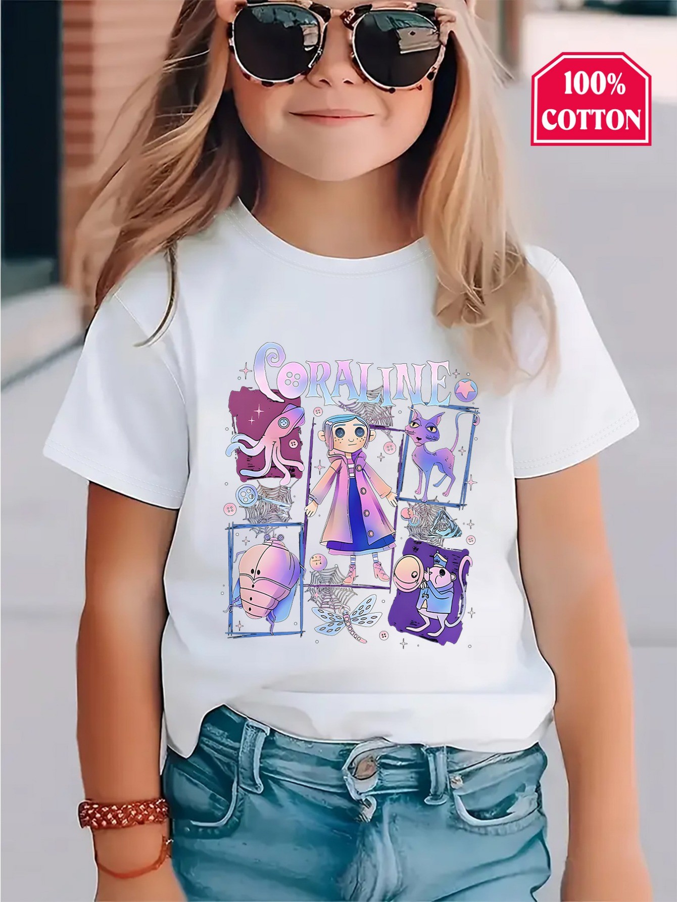 A Cute Cartoon T-Shirt for Girls Featuring a Unique Design of a Ghost ...
