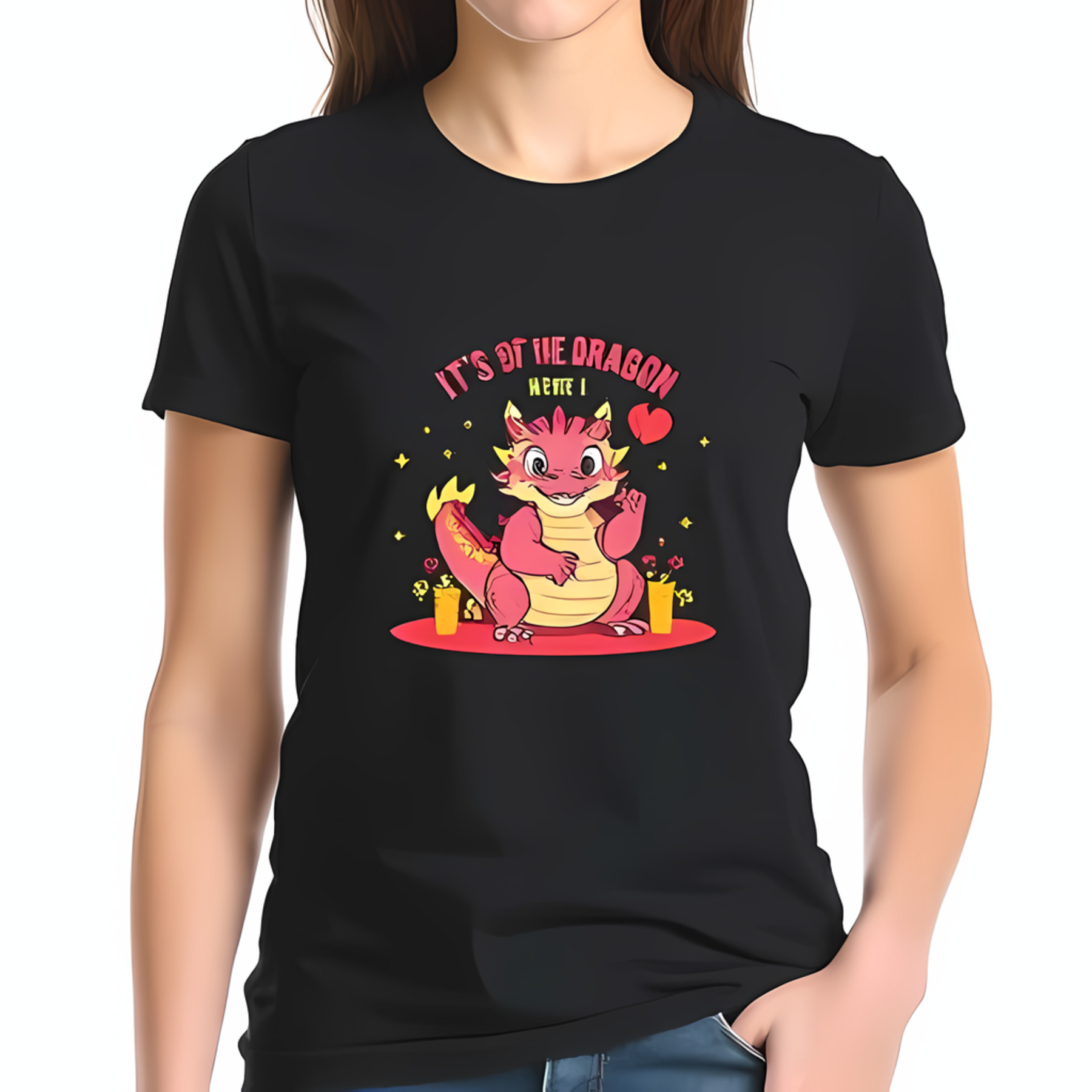 Cute Cartoon T-Shirt - Whimsical Design with Playful Phrase on Black ...
