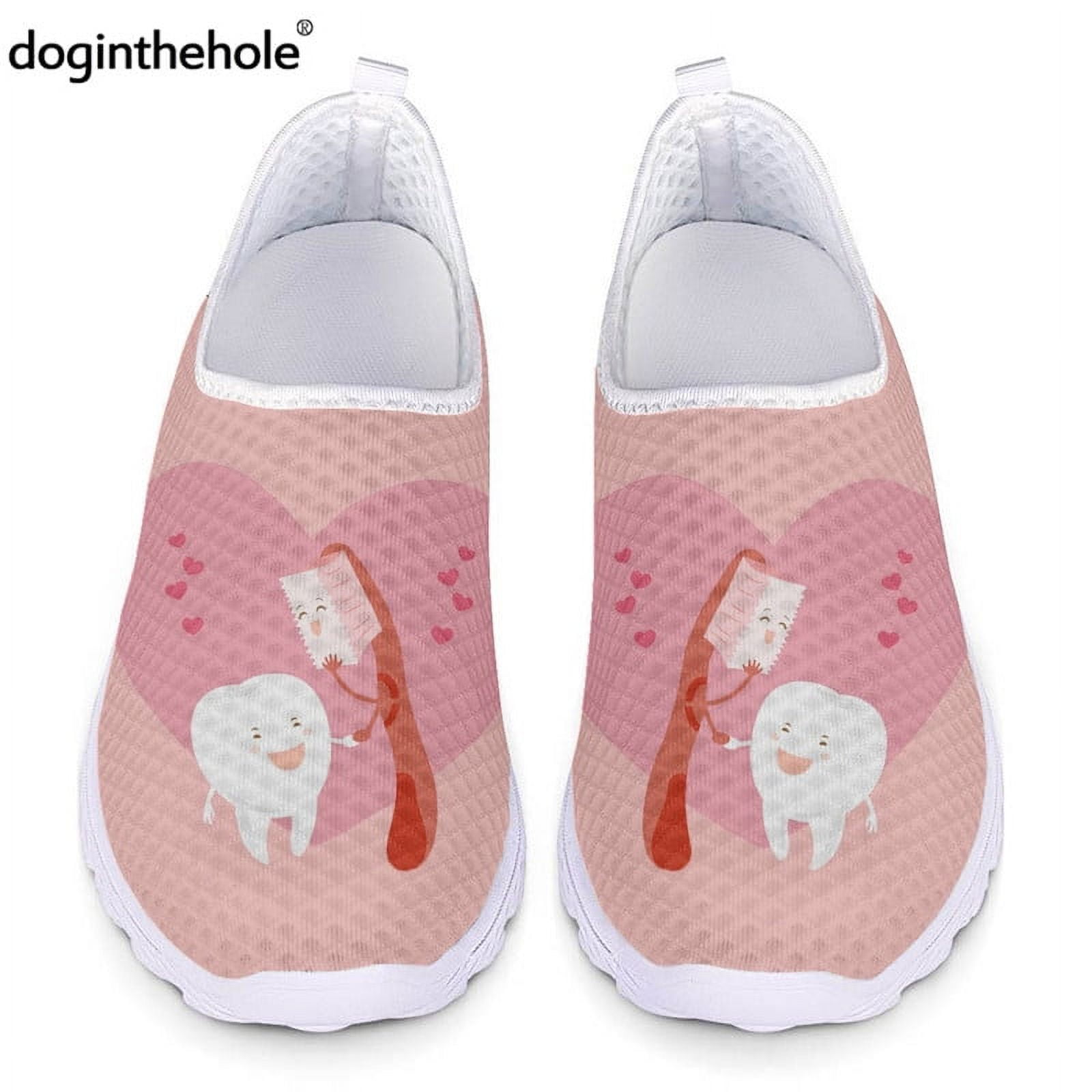 Cute Cartoon Teeth Women Flat Shoe Funny Dental Breathable Sneaker ...