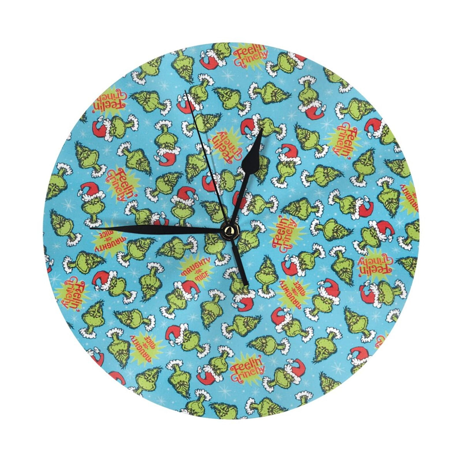 Cute Cartoon The Grinch Round Wall Clock Christmas Decorative ...