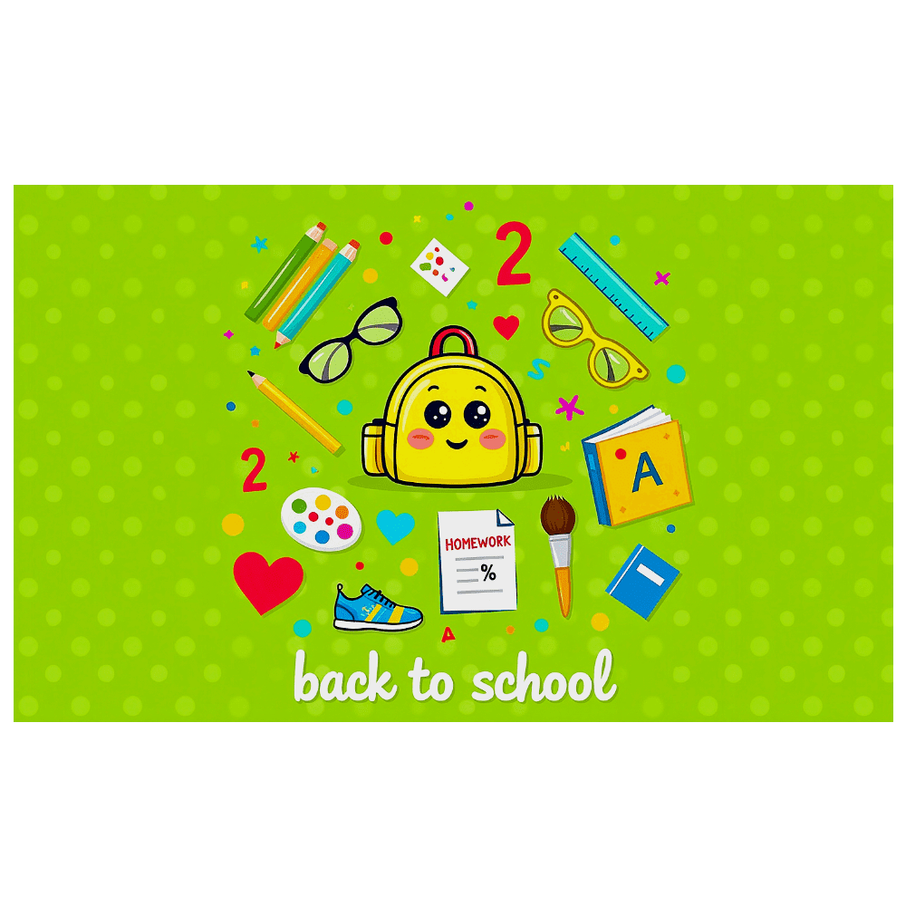 Cute Cartoon Themed Back to School Banner with School Supplies Elements ...