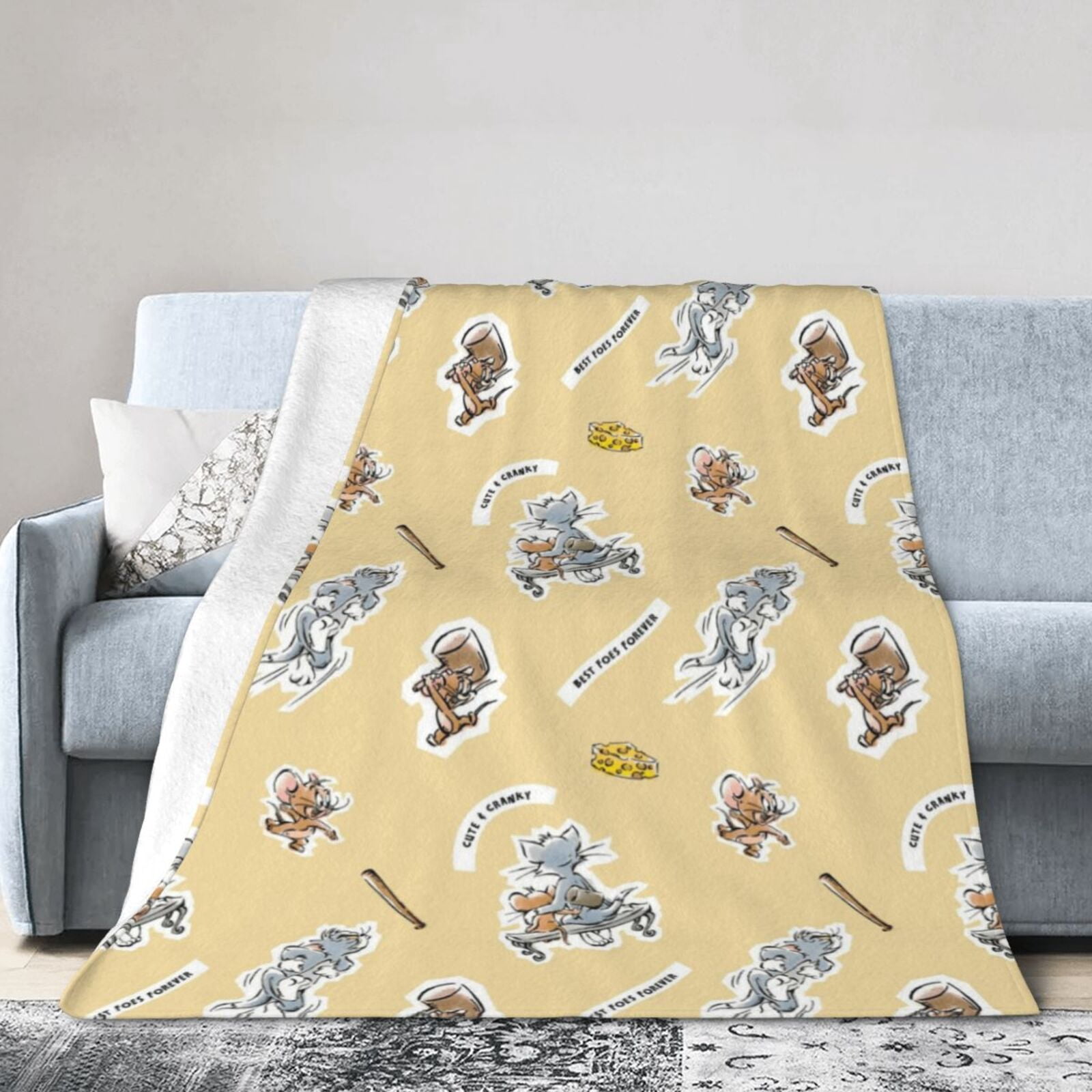 Cute Cartoon Tom And Jerry Super Soft Blanket for Bedroom Living Room ...