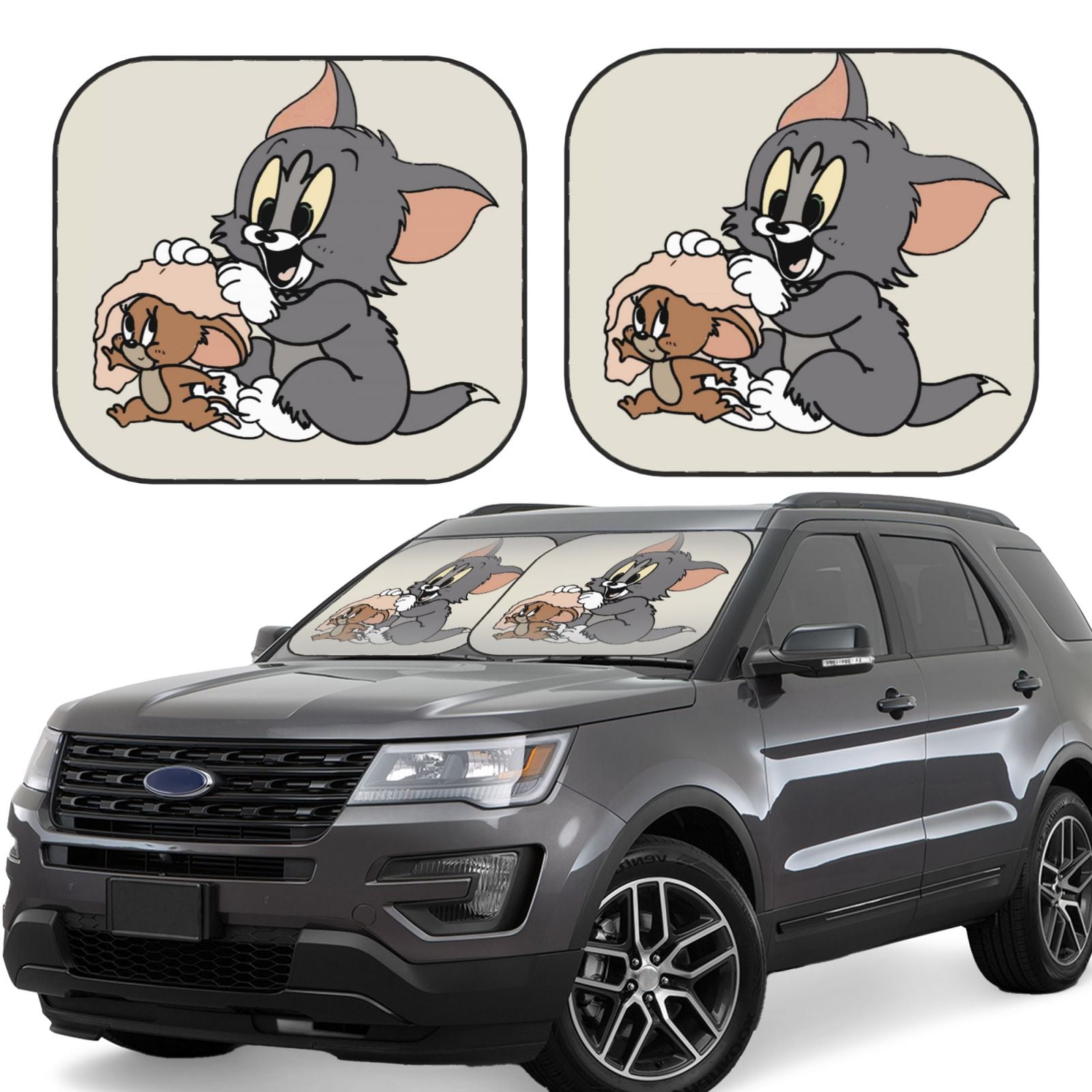 Cute Cartoon Tom And Jetty Windshield Sun Shade Foldable Car Front ...