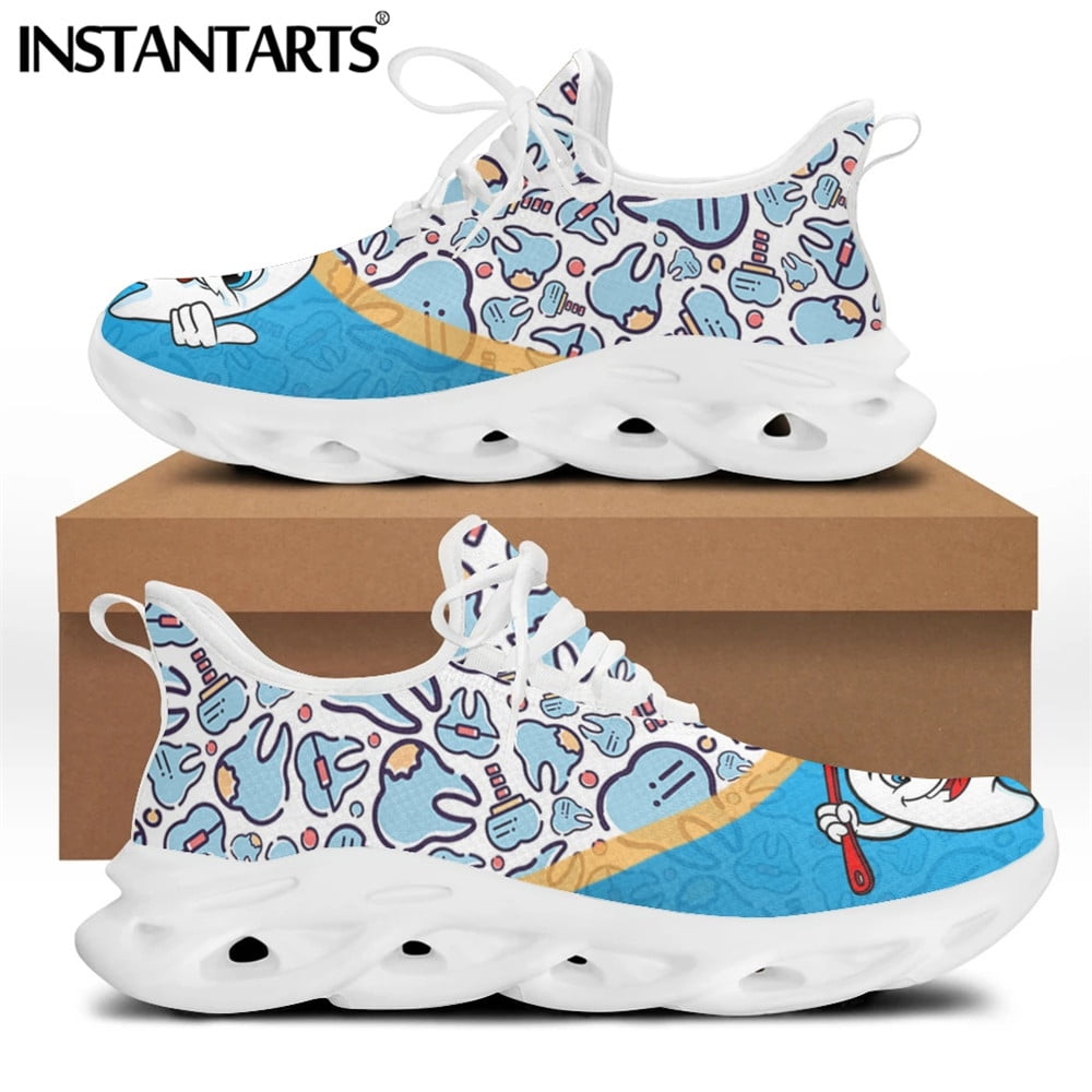 Cute Cartoon Tooth Design Women Lace Up Sneaker Mesh Ladies Dentist ...