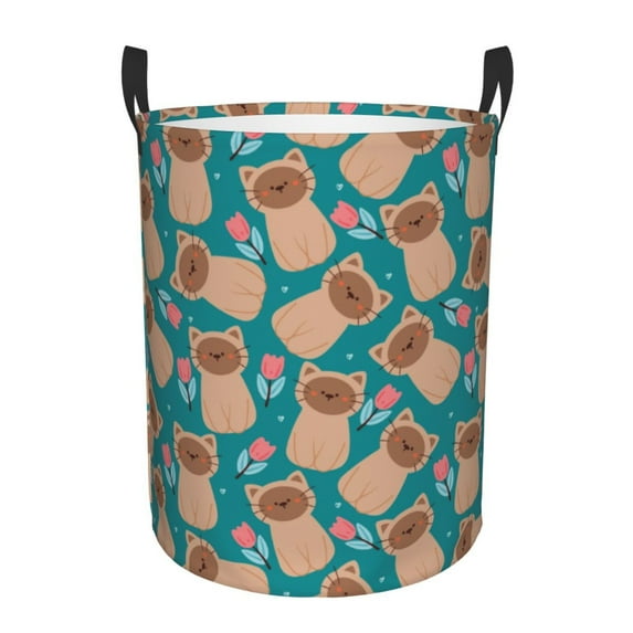 Cute Cartoon Tulip Cat Laundry Basket with Handles - Freestanding ...