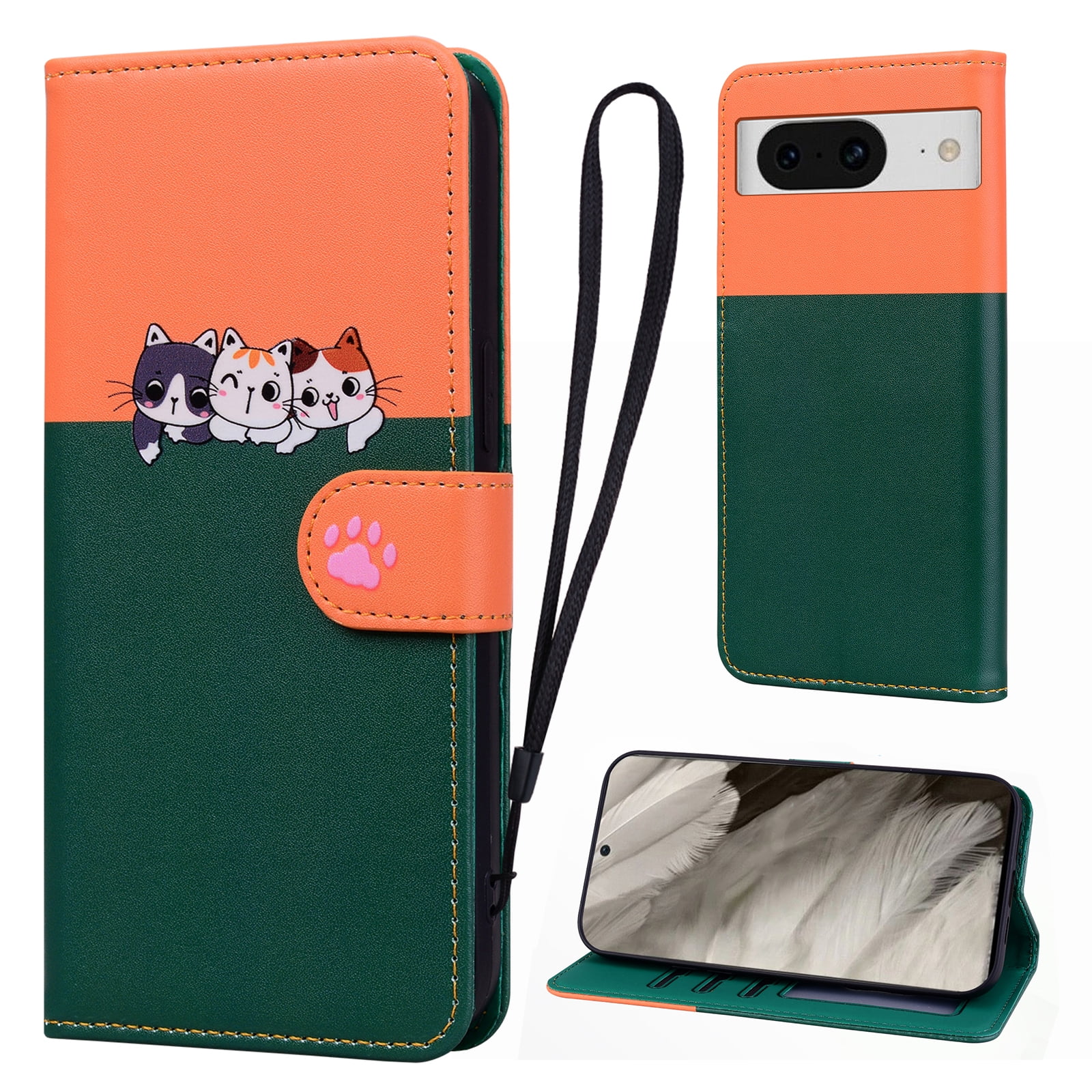 Cute Cartoon Wallet Phone Case for Google Pixel 8 with Card Holder Soft ...