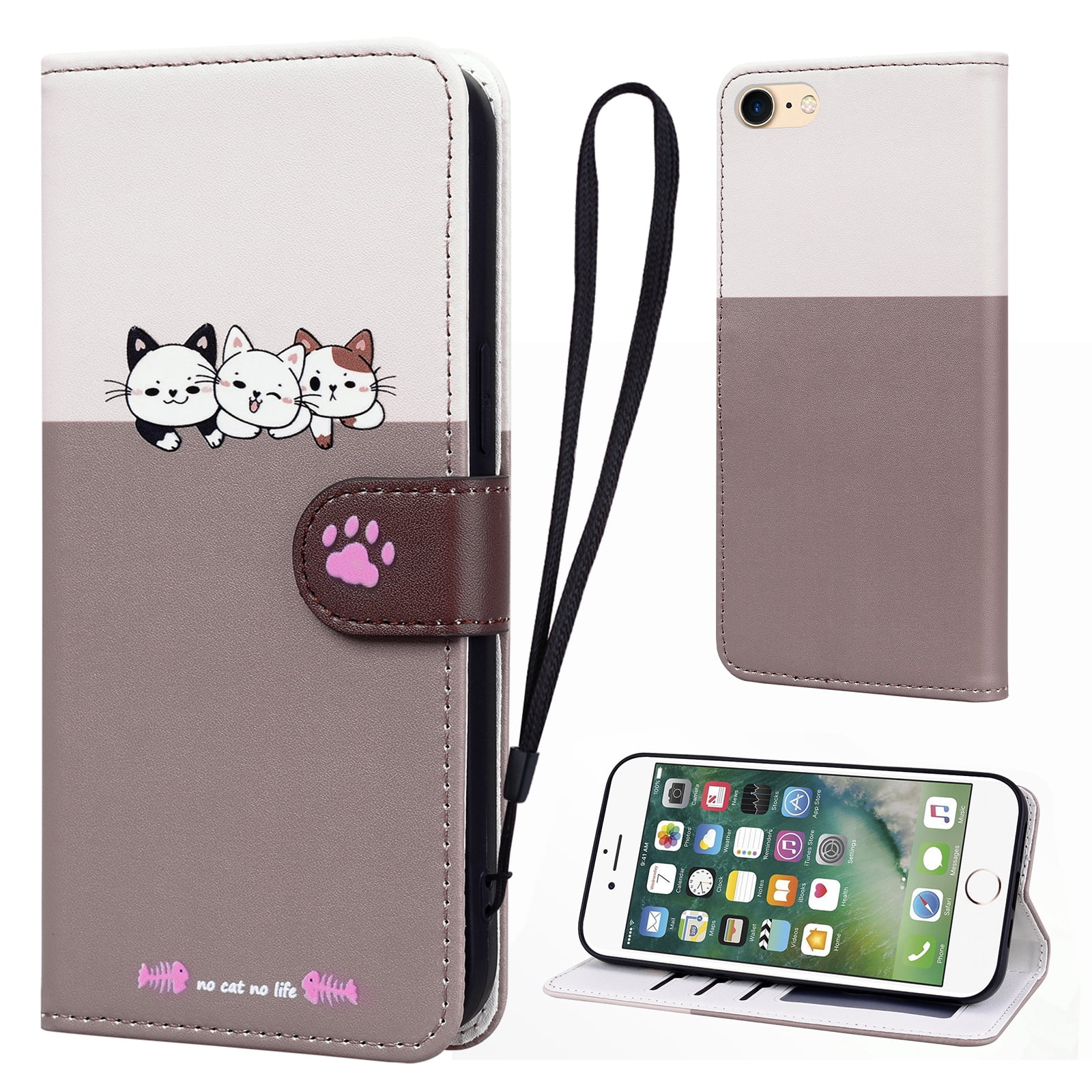 Cute Cartoon Wallet Phone Case for iPhone 7/8/SE 2020/SE 2022, with ...
