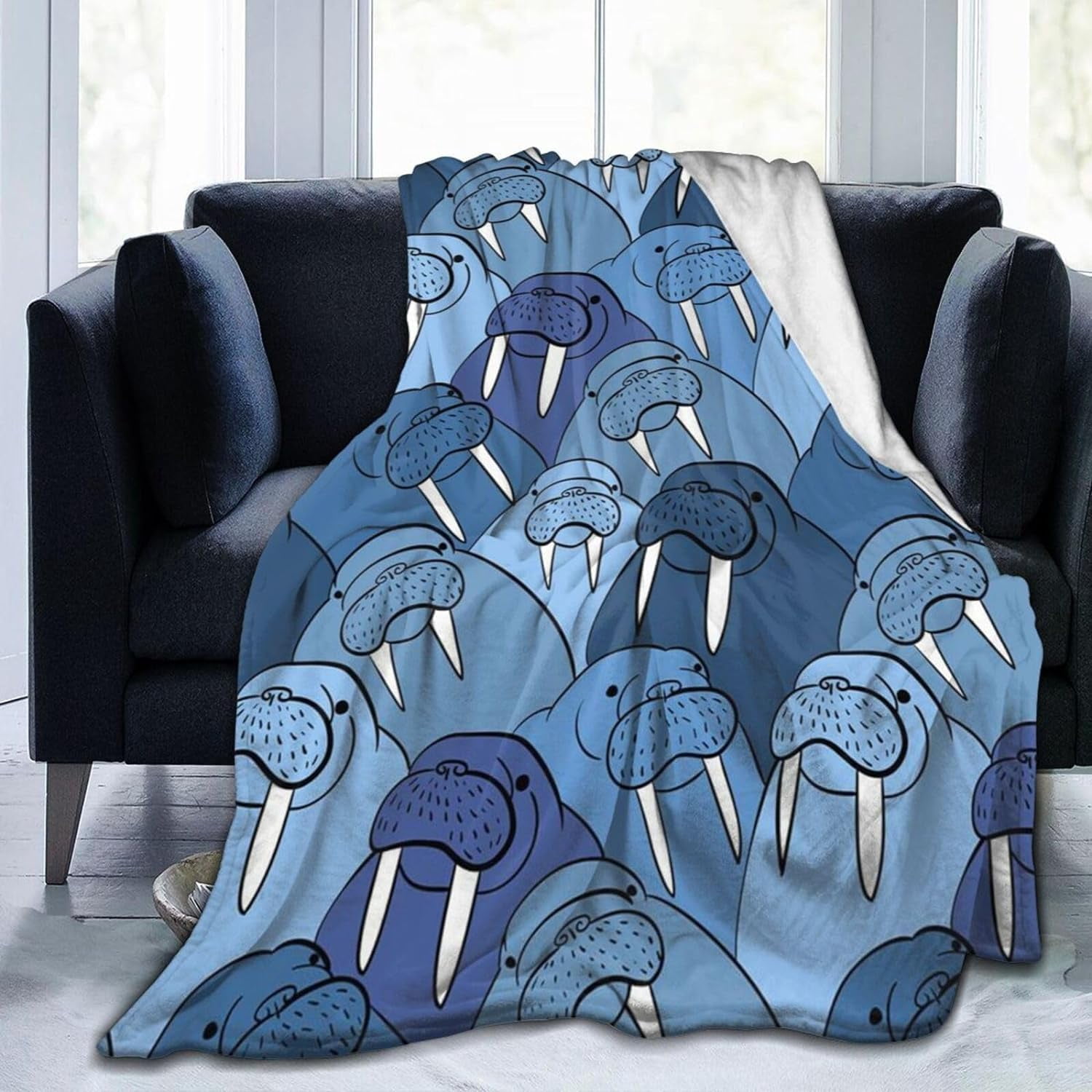 Cute Cartoon Walrus Baby Blankets Soft Warm Fuzzy Plush Bed Throw ...