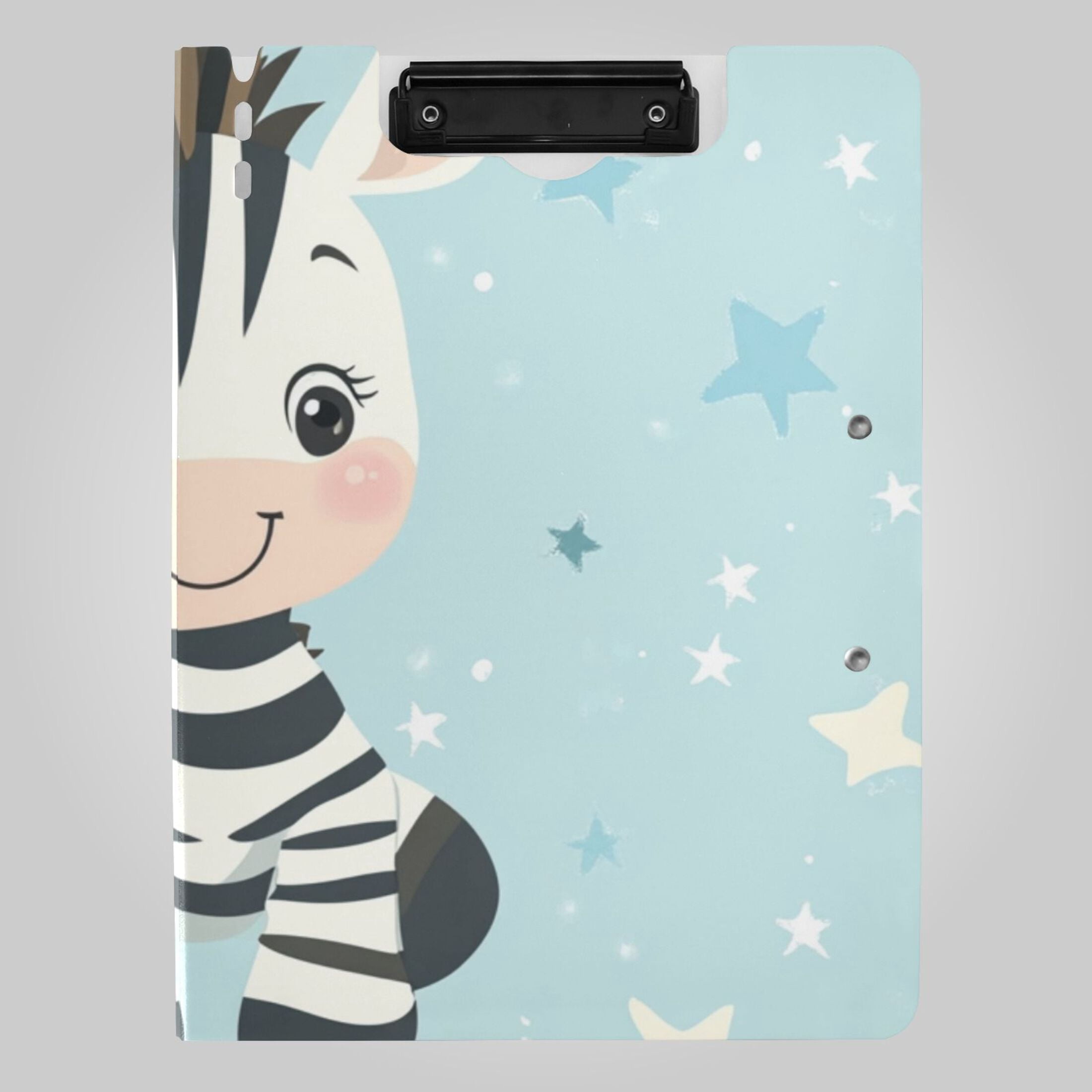 Cute Cartoon Zebra Stars Foldable Binder Folder Clipboard with Pen Slot ...