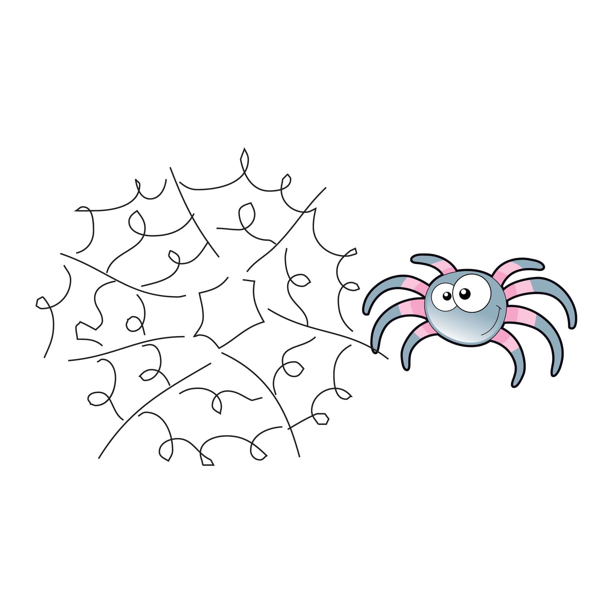 Cute Cartoon little Spider with Web Wall Design Wall Art Sticker ...
