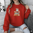 Cute Cat And Book Lover Coffee And Novel Scene Cozy Sweatshirt, up to ...