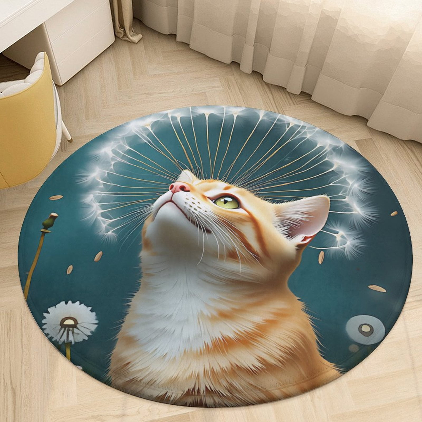 Cute Cat And Butterfly Round Area Rugs for Bedroom Living Room, 4FT ...