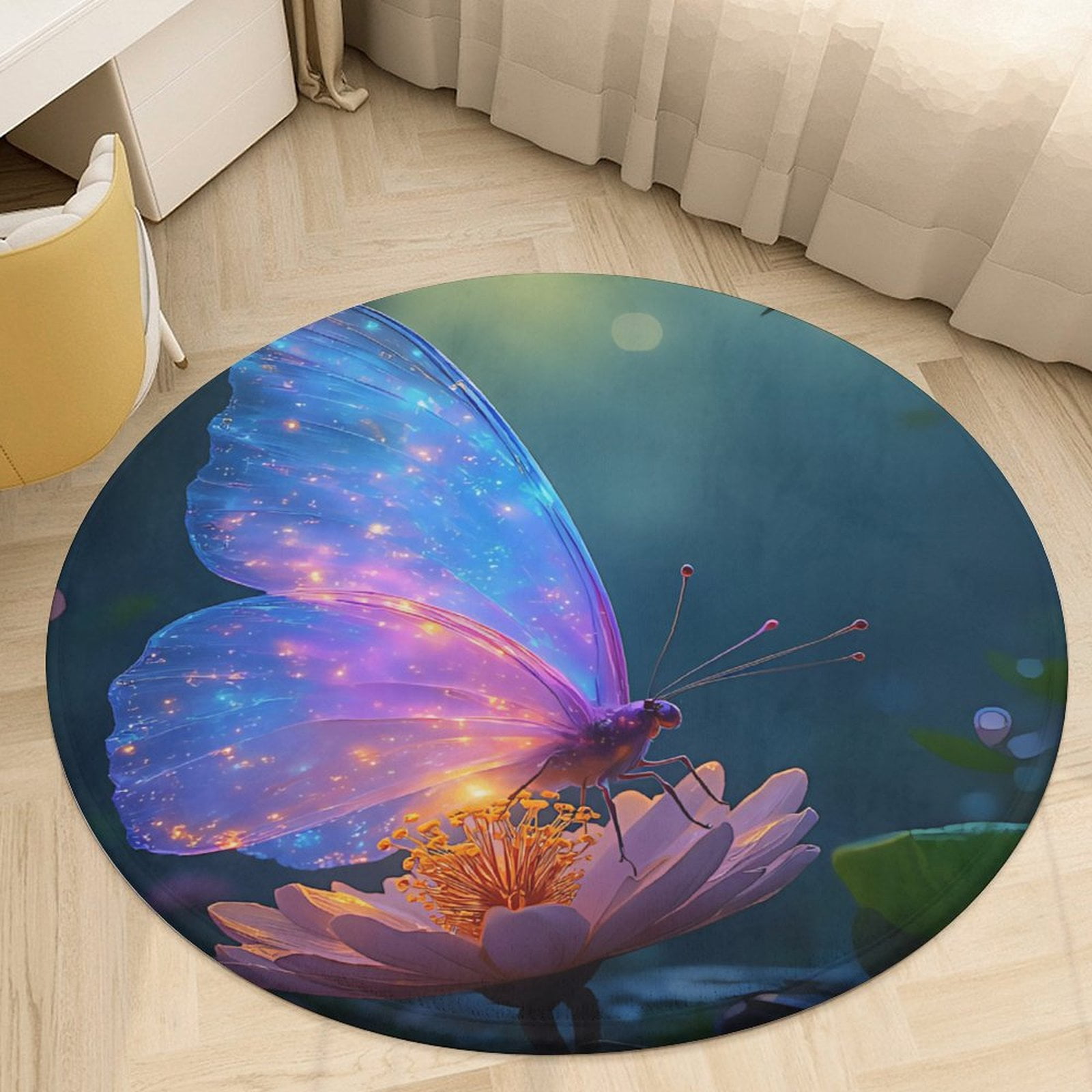 Cute Cat And Butterfly Round Area Rugs for Bedroom Living Room, 5FT ...