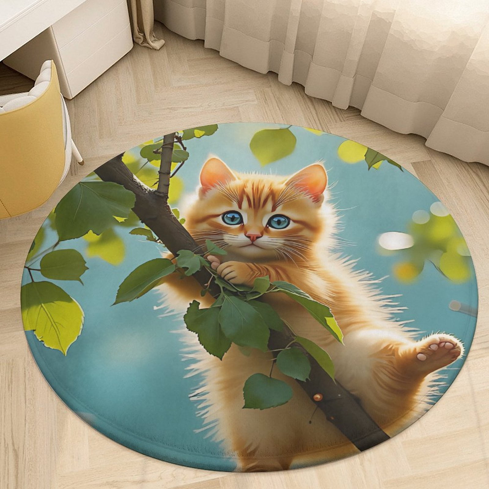 Cute Cat And Butterfly Round Area Rugs for Bedroom Living Room, 6FT ...