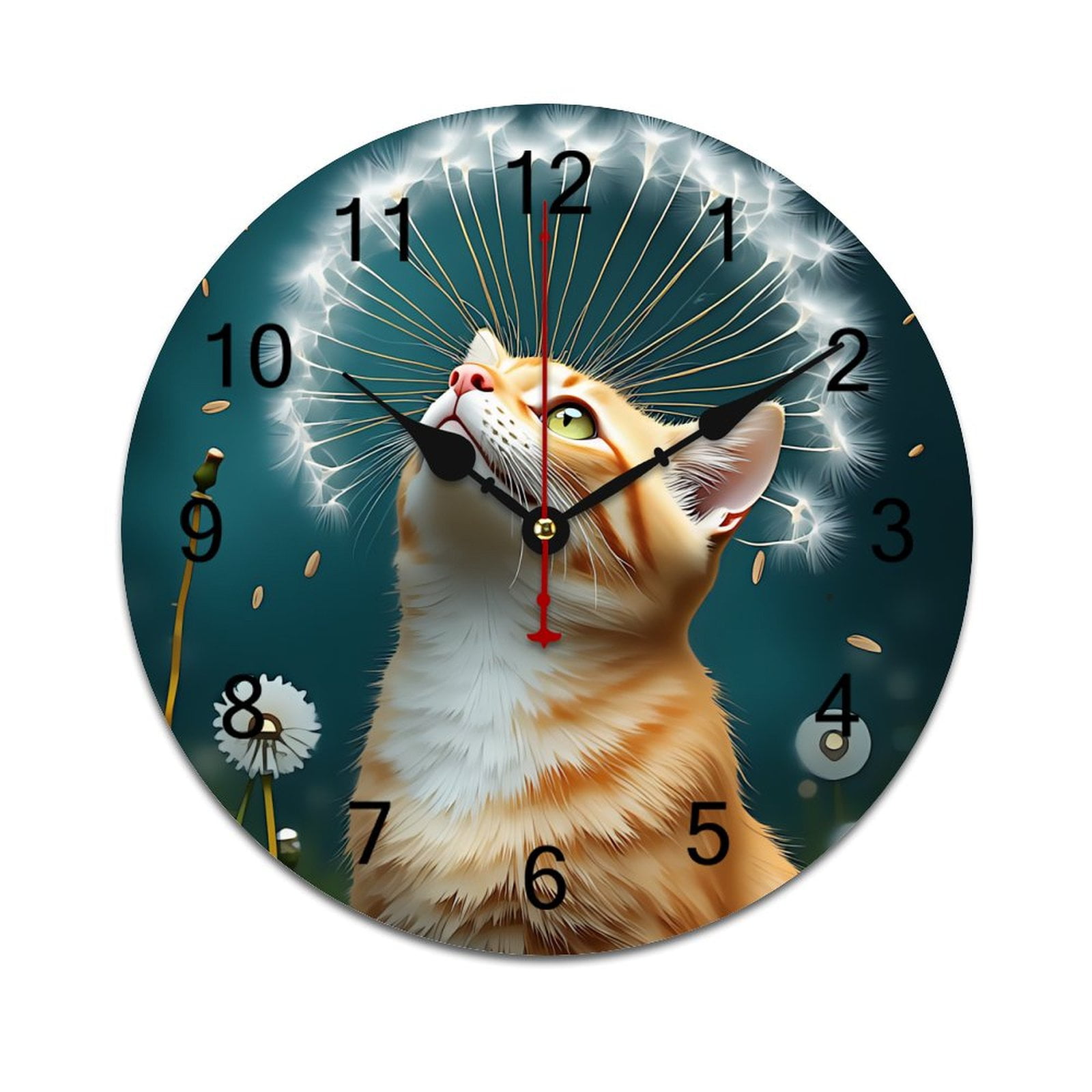 Cute Cat And Butterfly Time Decorative Wall Clocks Round Large Wall ...