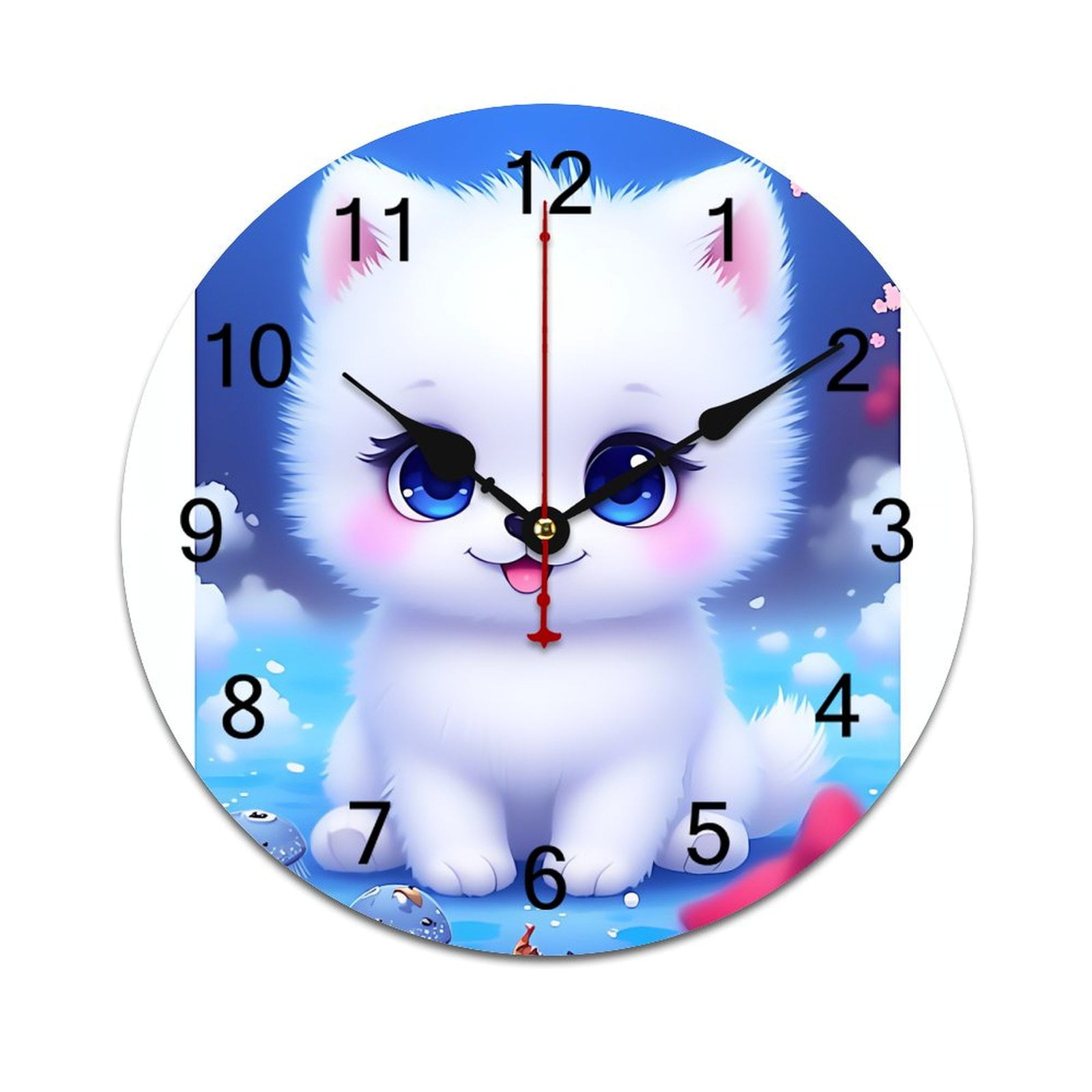 Cute Cat And Butterfly Word Saying Big Wall Clock Home Decor Art Watch ...