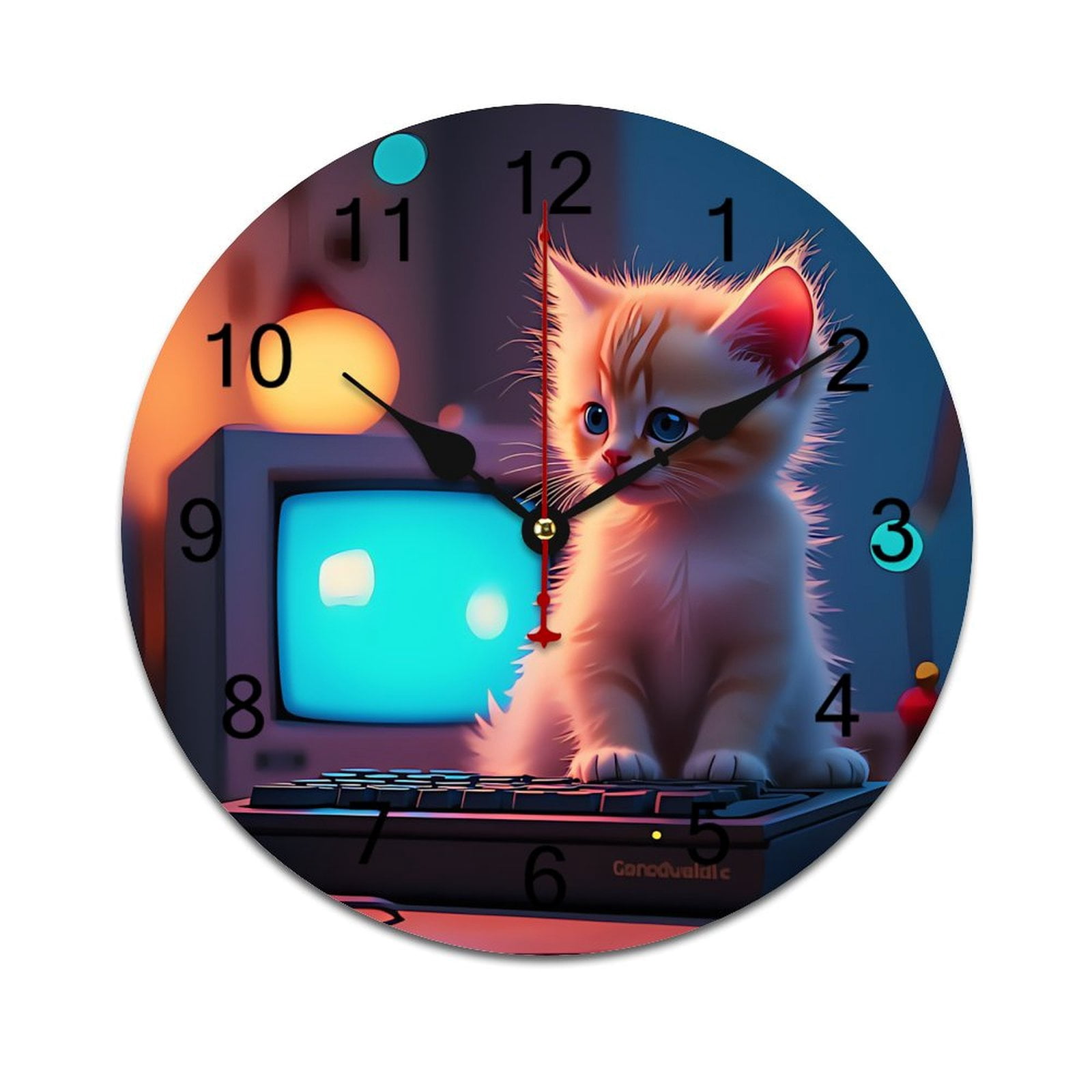 Cute Cat And Butterfly Word Saying Big Wall Clock Home Decor Art Watch ...