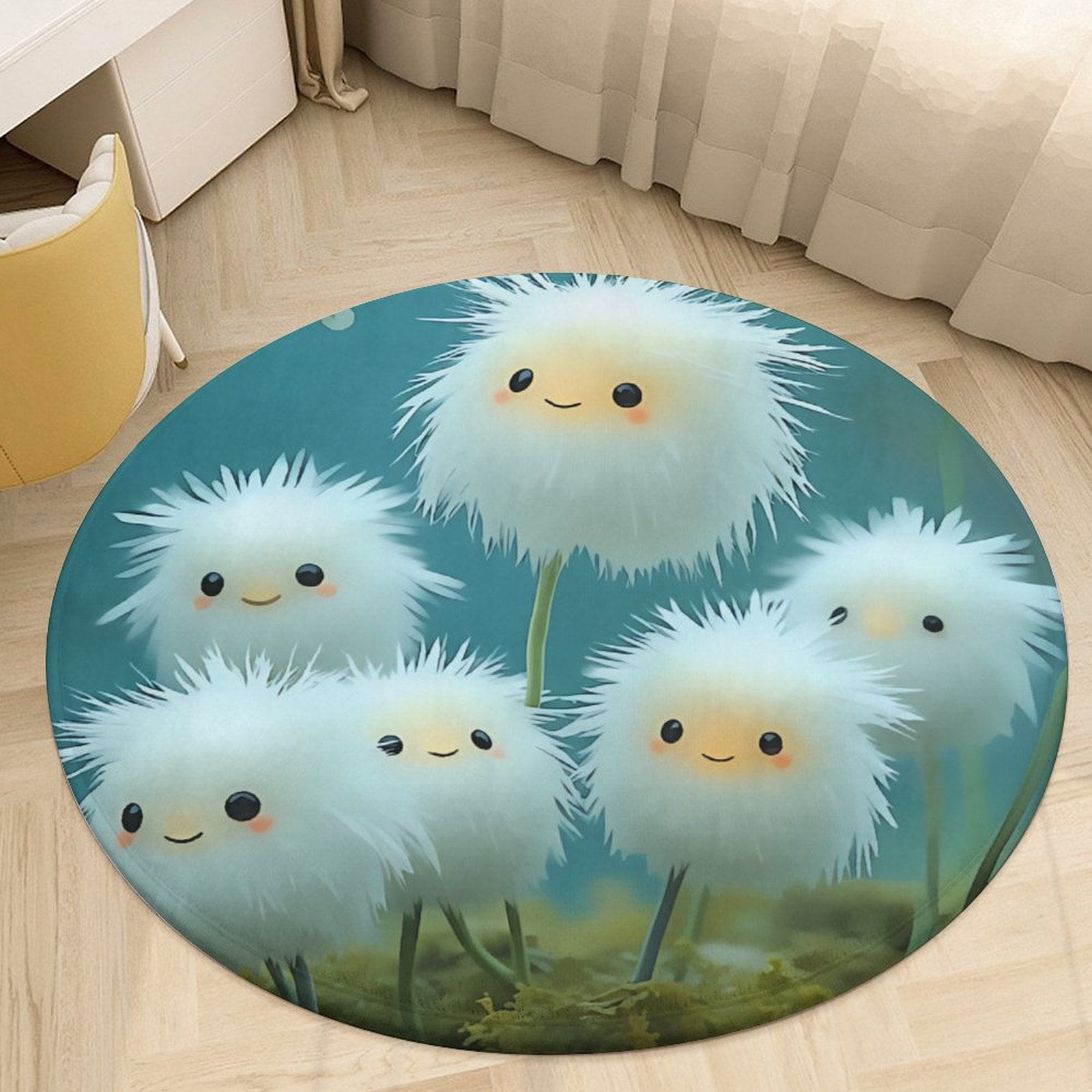 Cute Cat And Rabbit Round Area Rugs for Bedroom Living Room, 6FT Soft ...