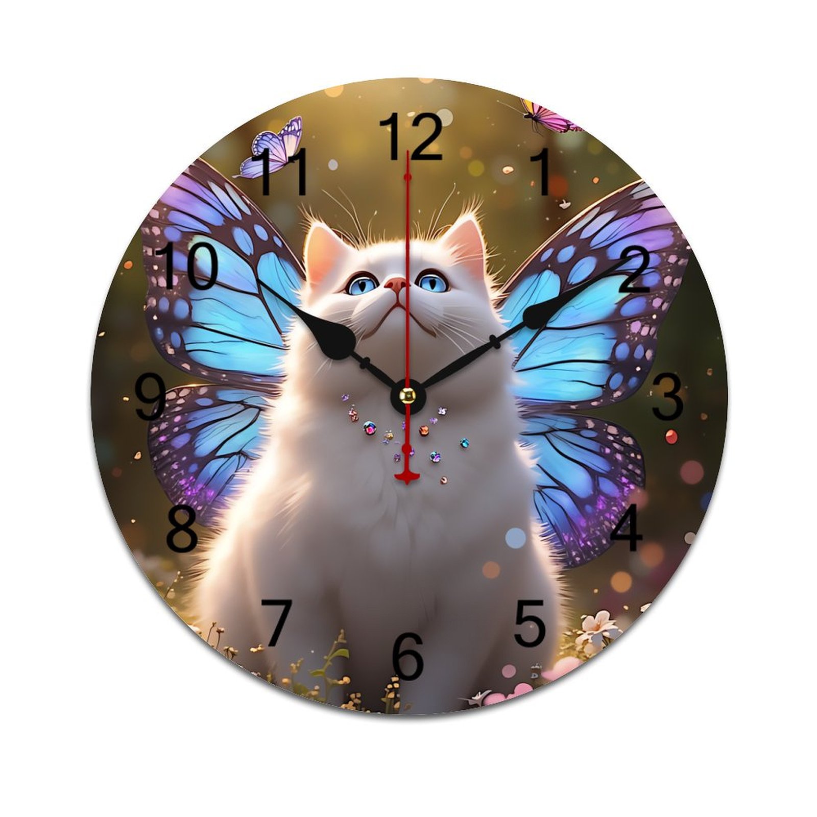 Cute Cat And Rabbit Word Saying Big Wall Clock Home Decor Art Watch ...