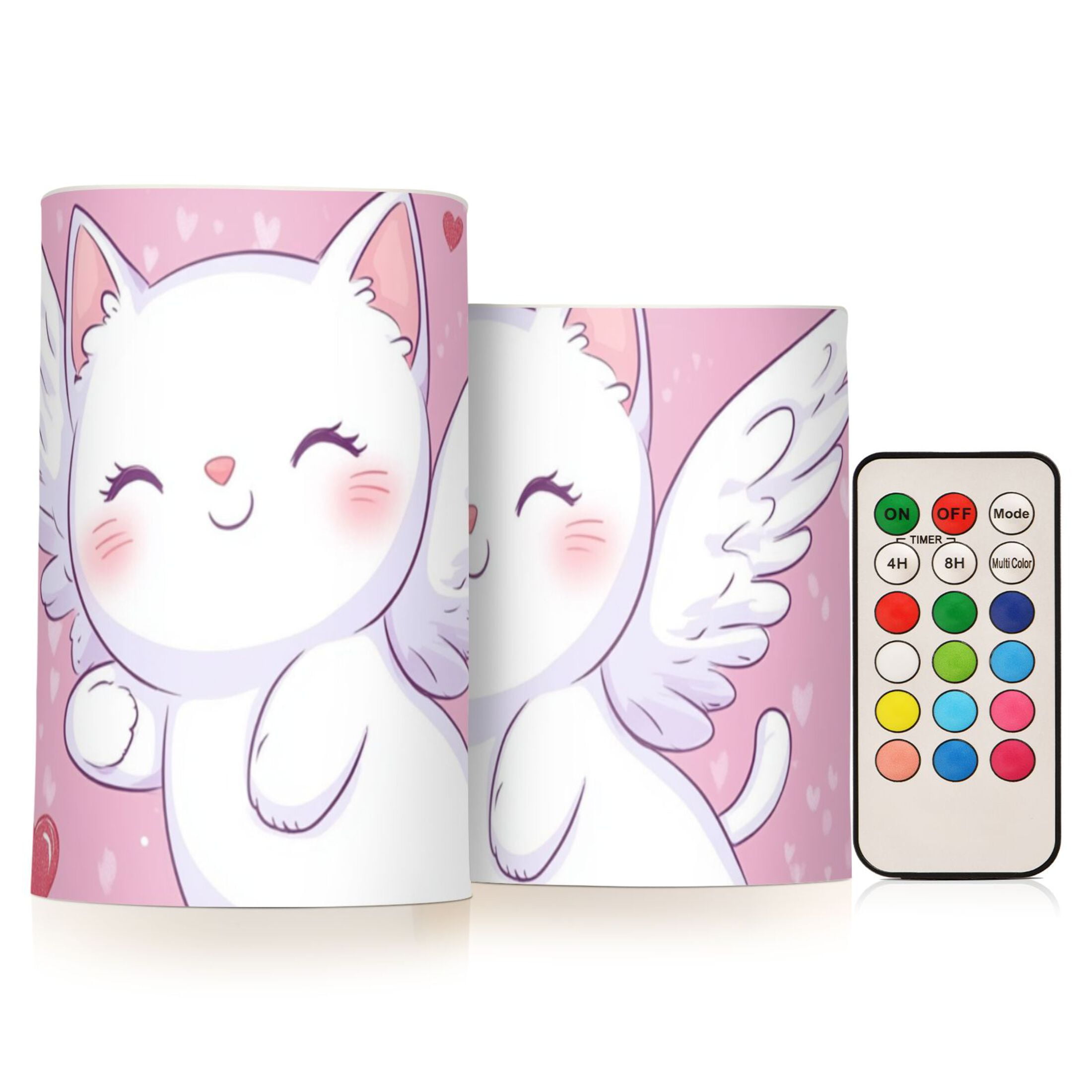 Cute Cat Angel Hearts Valentine Flickering Flameless Candles LED ...