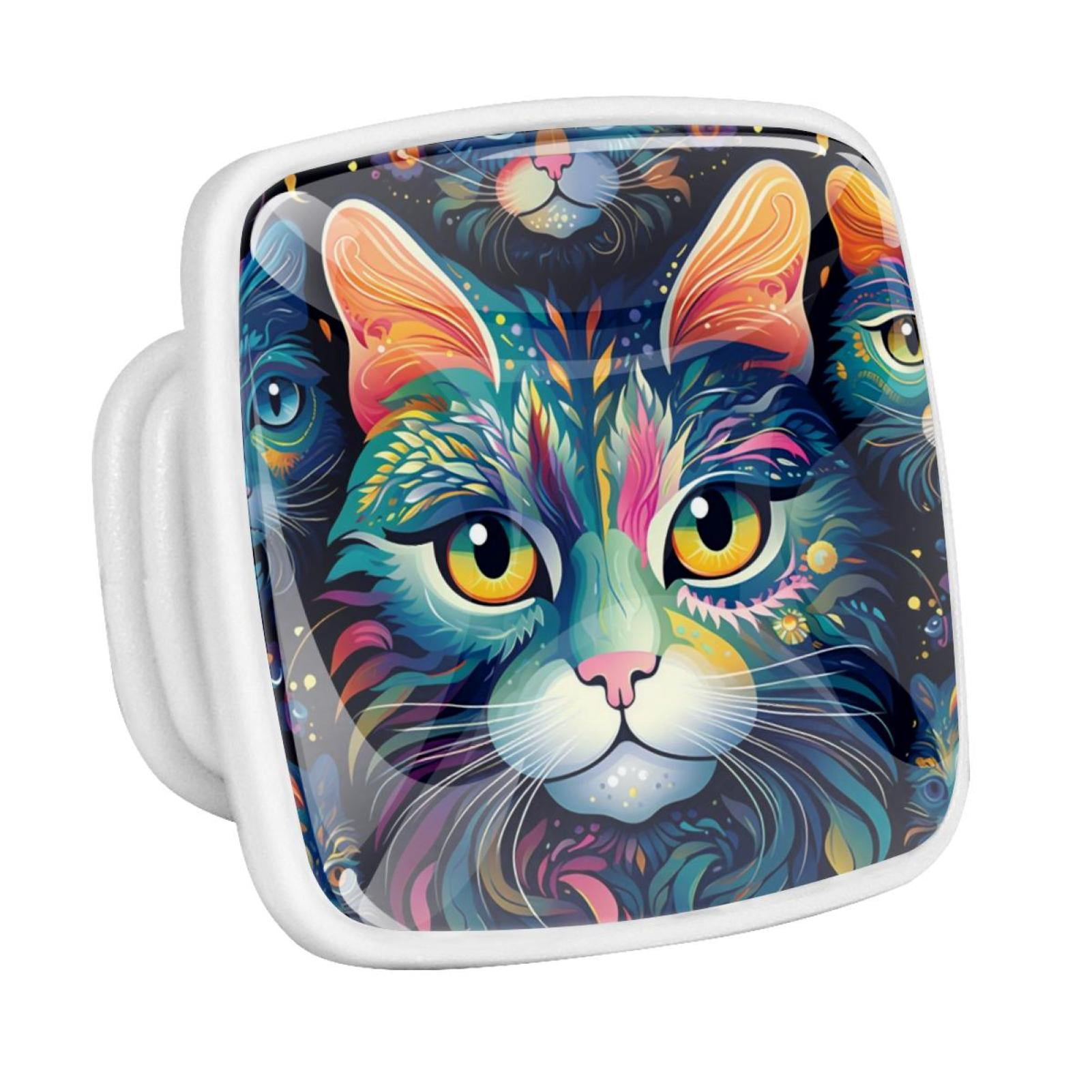 Cute Cat Animals Fluorescent Drawer Pulls with Screws Square 4-Pack ...