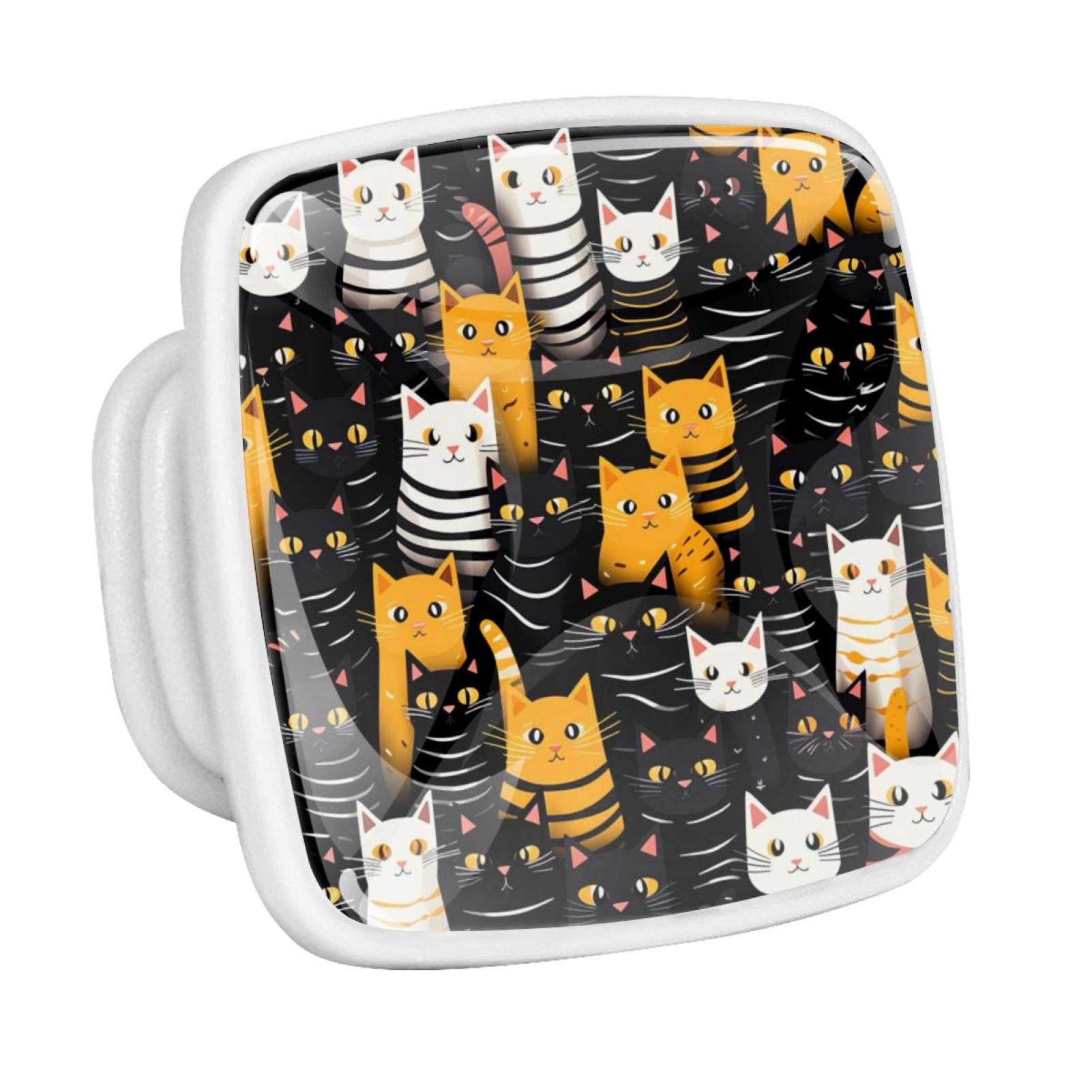 Cute Cat Animals Fluorescent Drawer Pulls with Screws Square 4-Pack ...