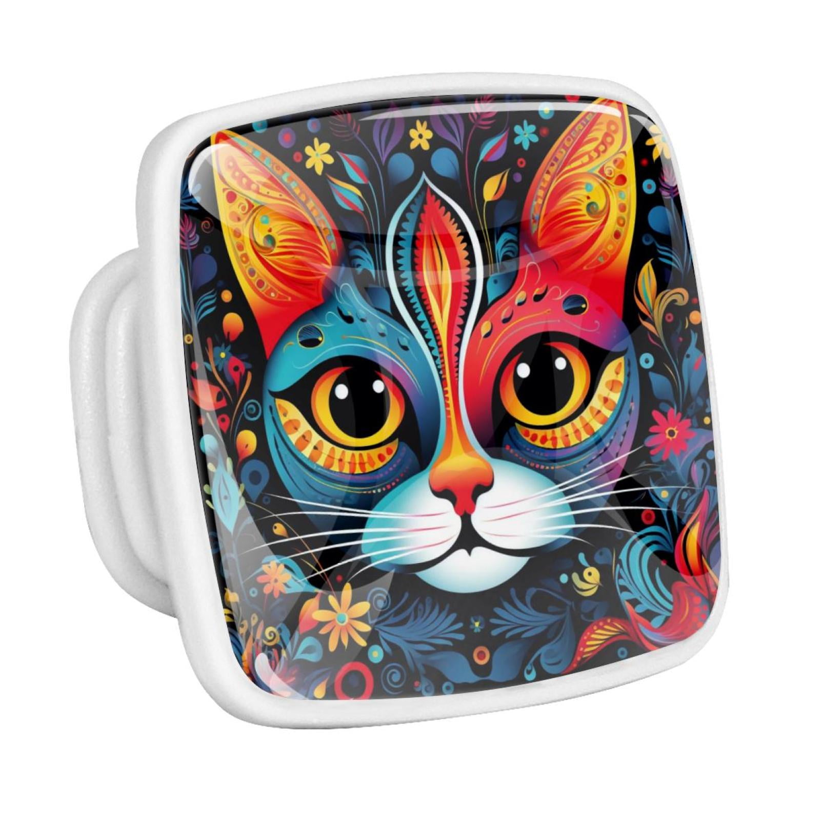 Cute Cat Animals Fluorescent Drawer Pulls with Screws Square 4-Pack ...