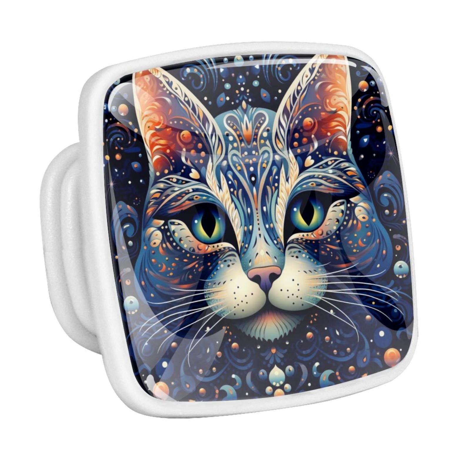 Cute Cat Animals Fluorescent Drawer Pulls with Screws Square 4-Pack ...