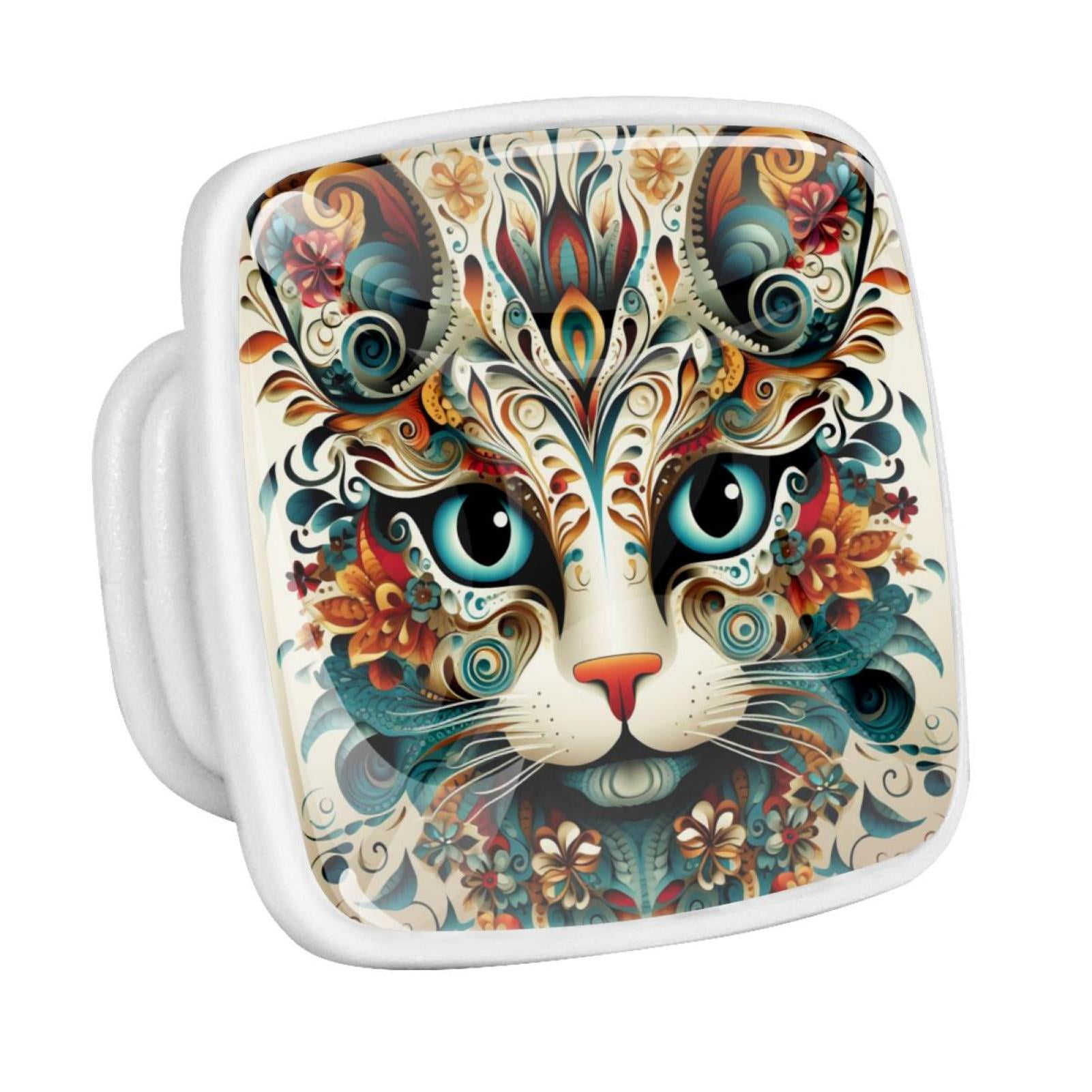 Cute Cat Animals Fluorescent Drawer Pulls with Screws Square 4-Pack ...