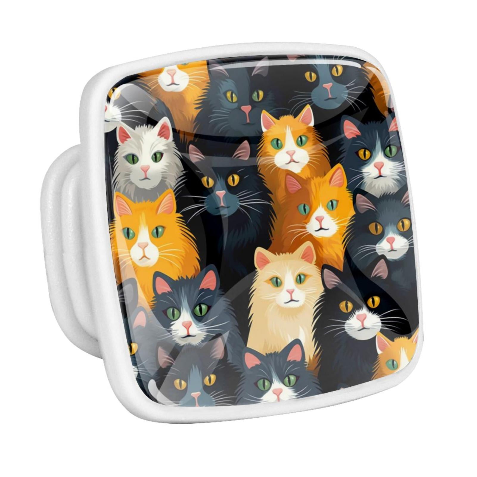 Cute Cat Animals Fluorescent Drawer Pulls with Screws Square 4-Pack ...