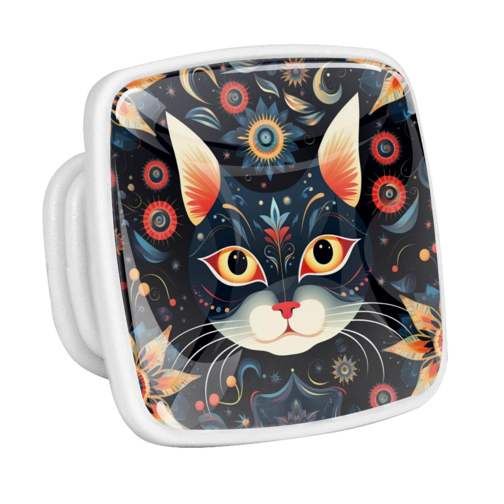 Cute Cat Animals Fluorescent Drawer Pulls with Screws Square 4-Pack ...