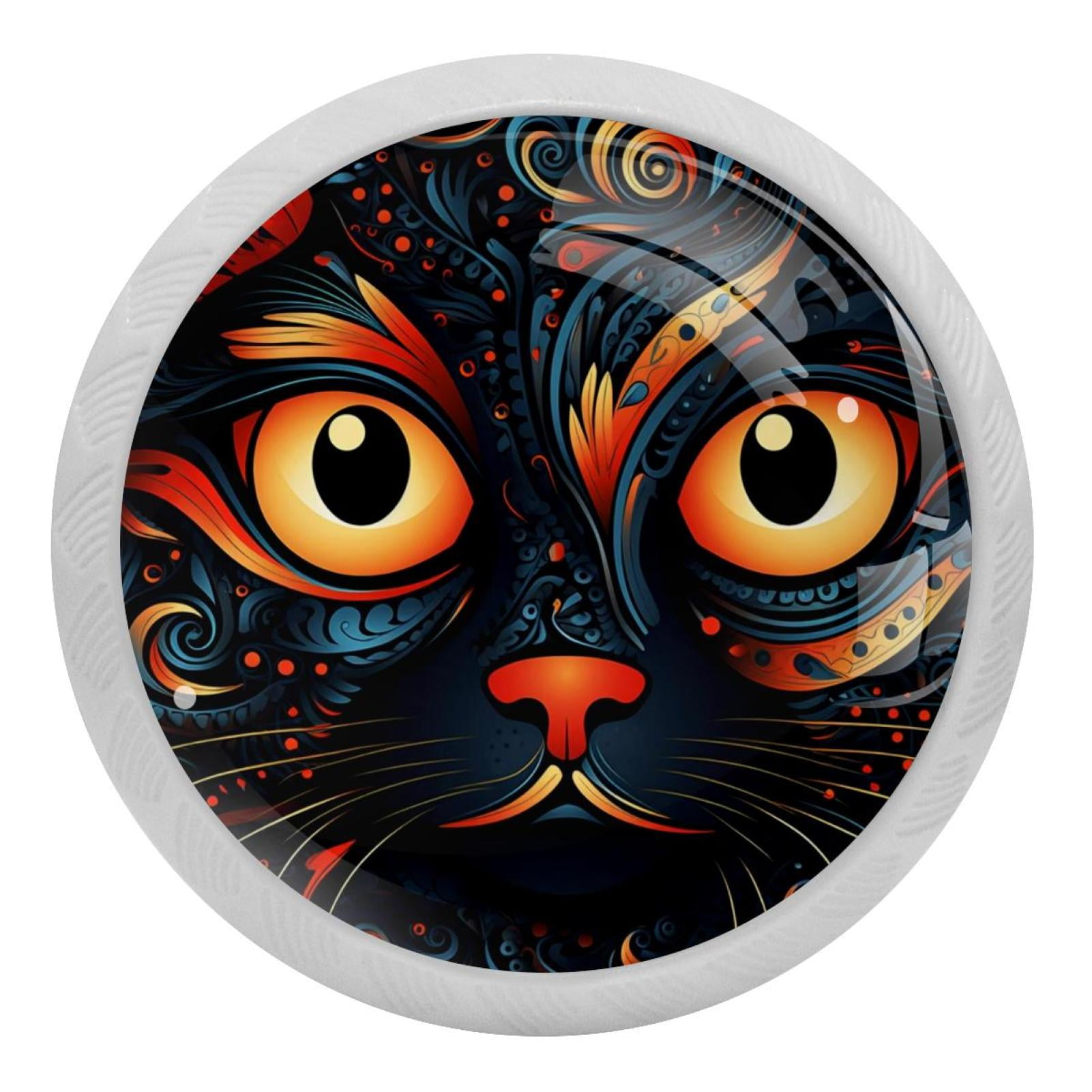 Cute Cat Animals Pattern 4PCS Cabinet Knobs Pulls Fluorescent Drawer ...