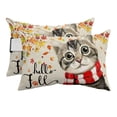 Cute Cat Autumn Orange Maple Leaf Outdoor Pillow for Chaise Lounge ...
