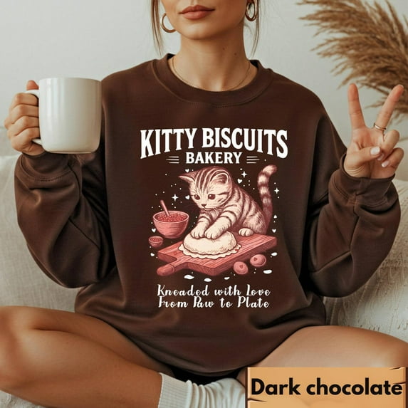 Cute Cat Baking Valentine Sweatshirt – Funny Kitty Biscuits Bakery ...