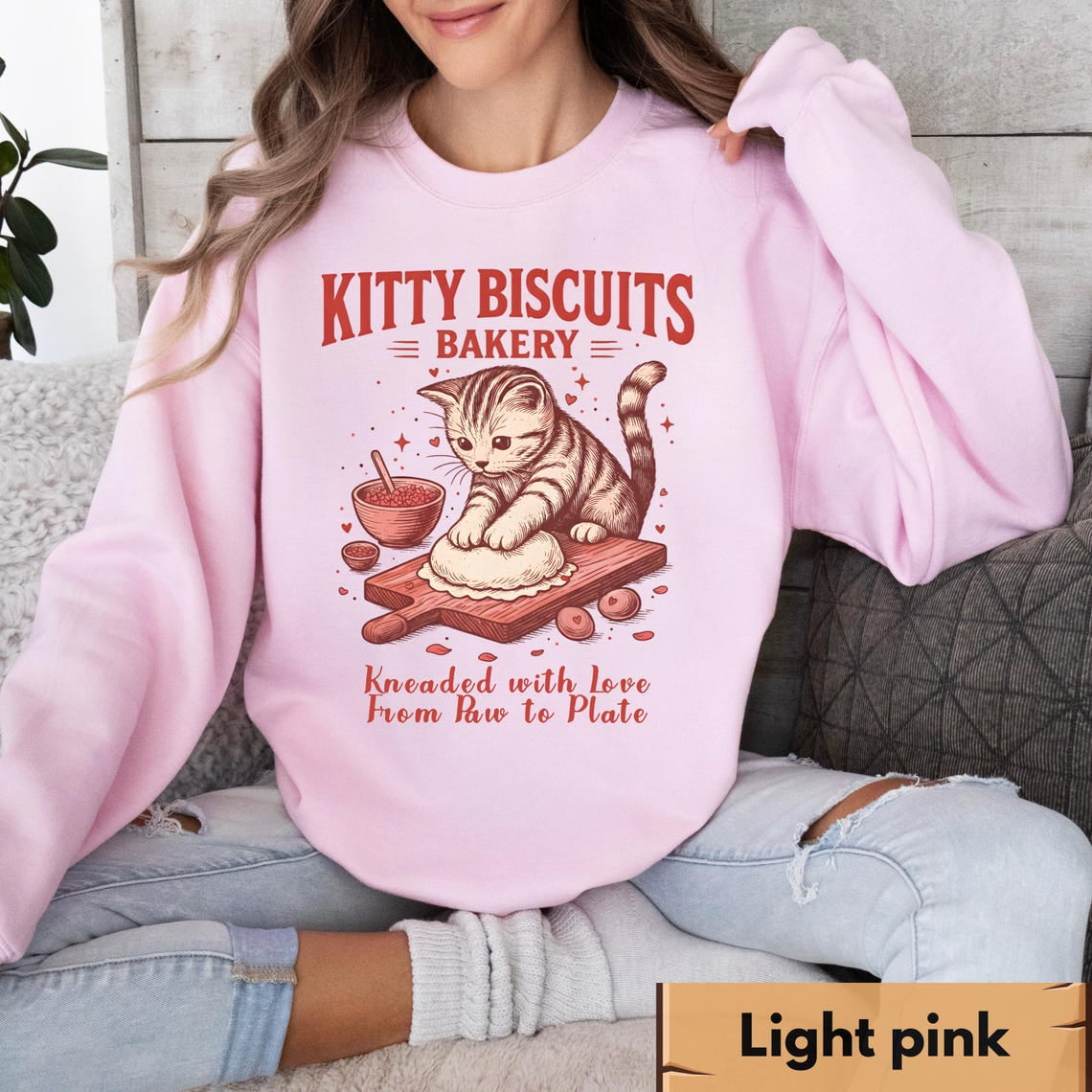 Cute Cat Baking Valentine Sweatshirt – Funny Kitty Biscuits Bakery ...