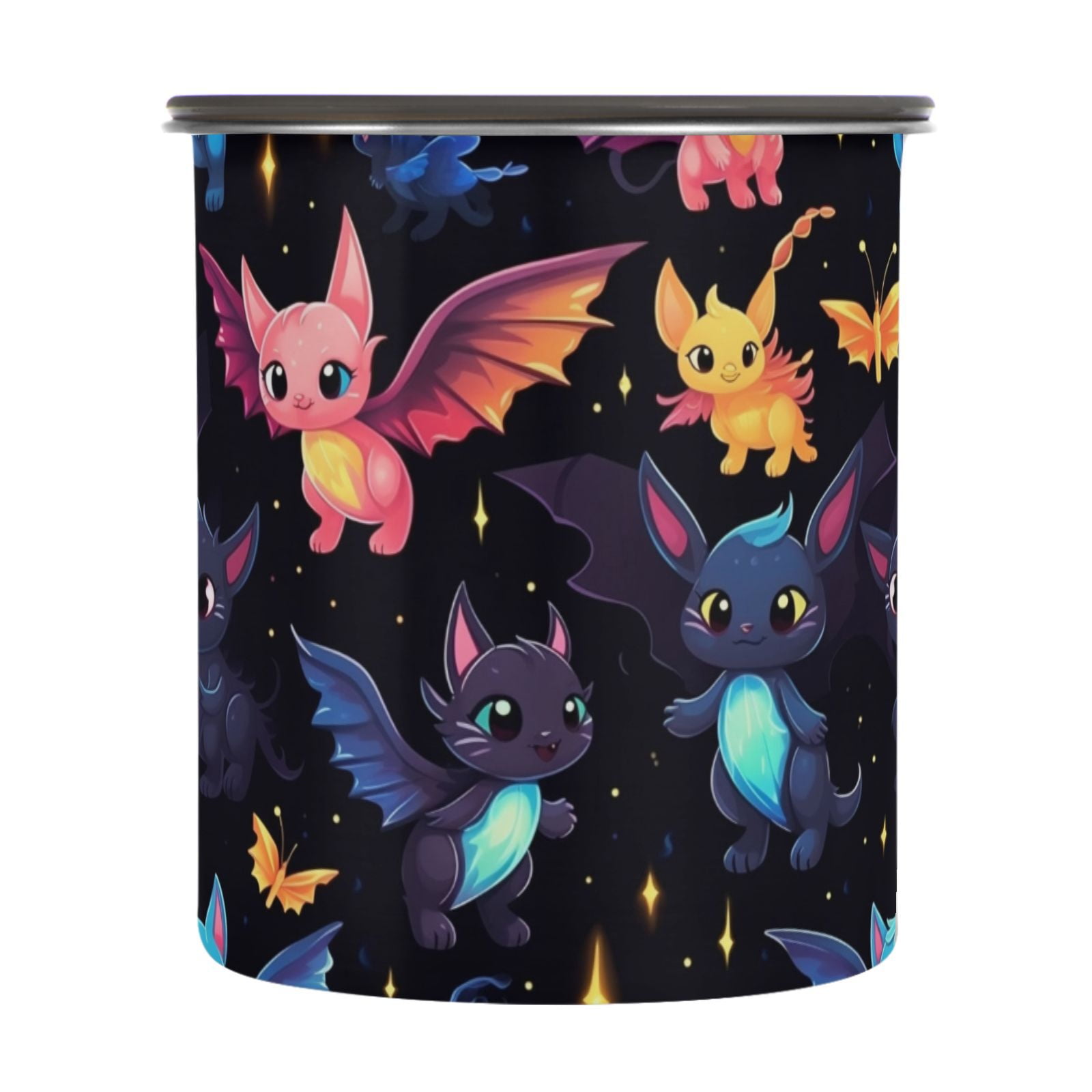 Cute Cat Bat Halloween Airtight Coffee Bean Canister 30oz Food Storage ...