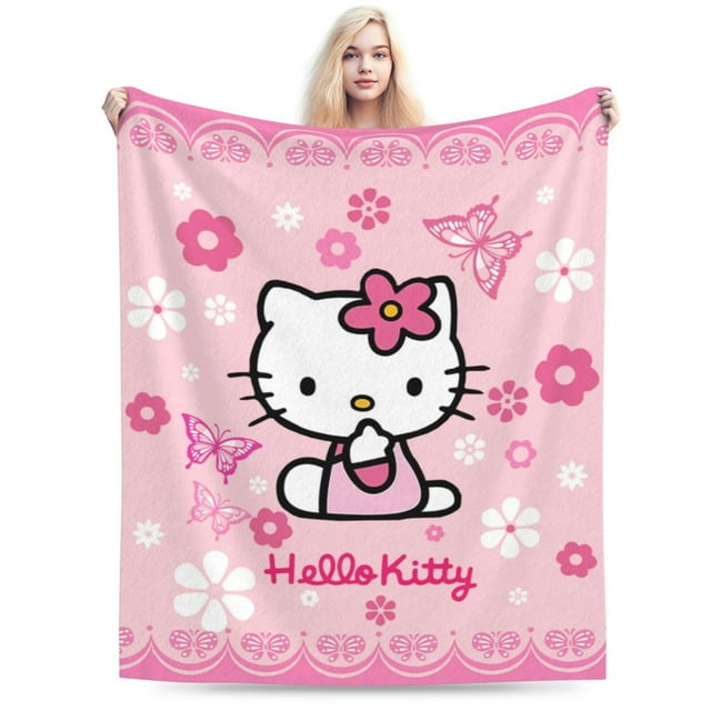Cute Cat Blanket Hello Kitty Flannel Blanket Super Soft Throw Blankt ...