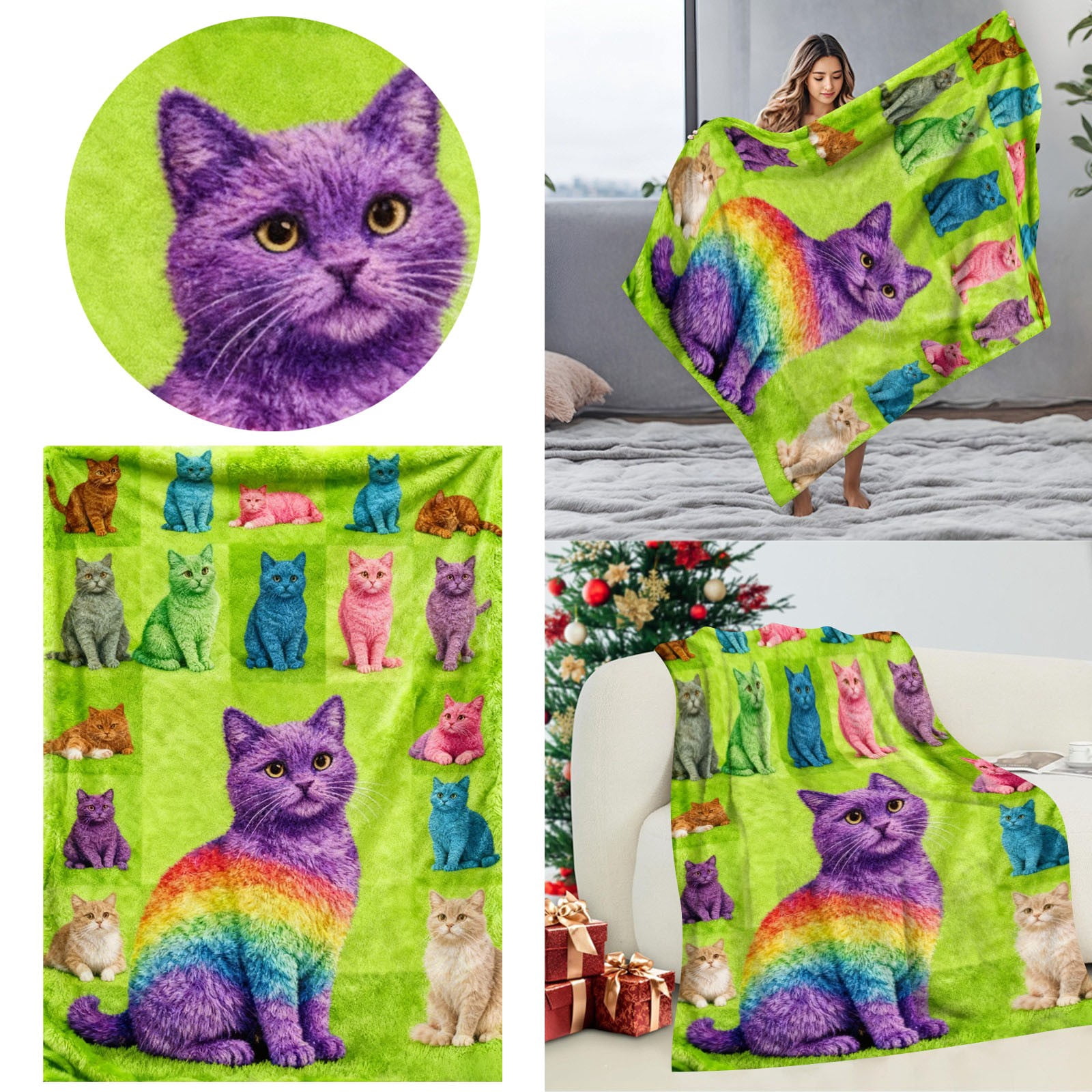 Cute Cat Blanket Pet Funny Cats Fleece Throw Blanket for Kids Boys ...